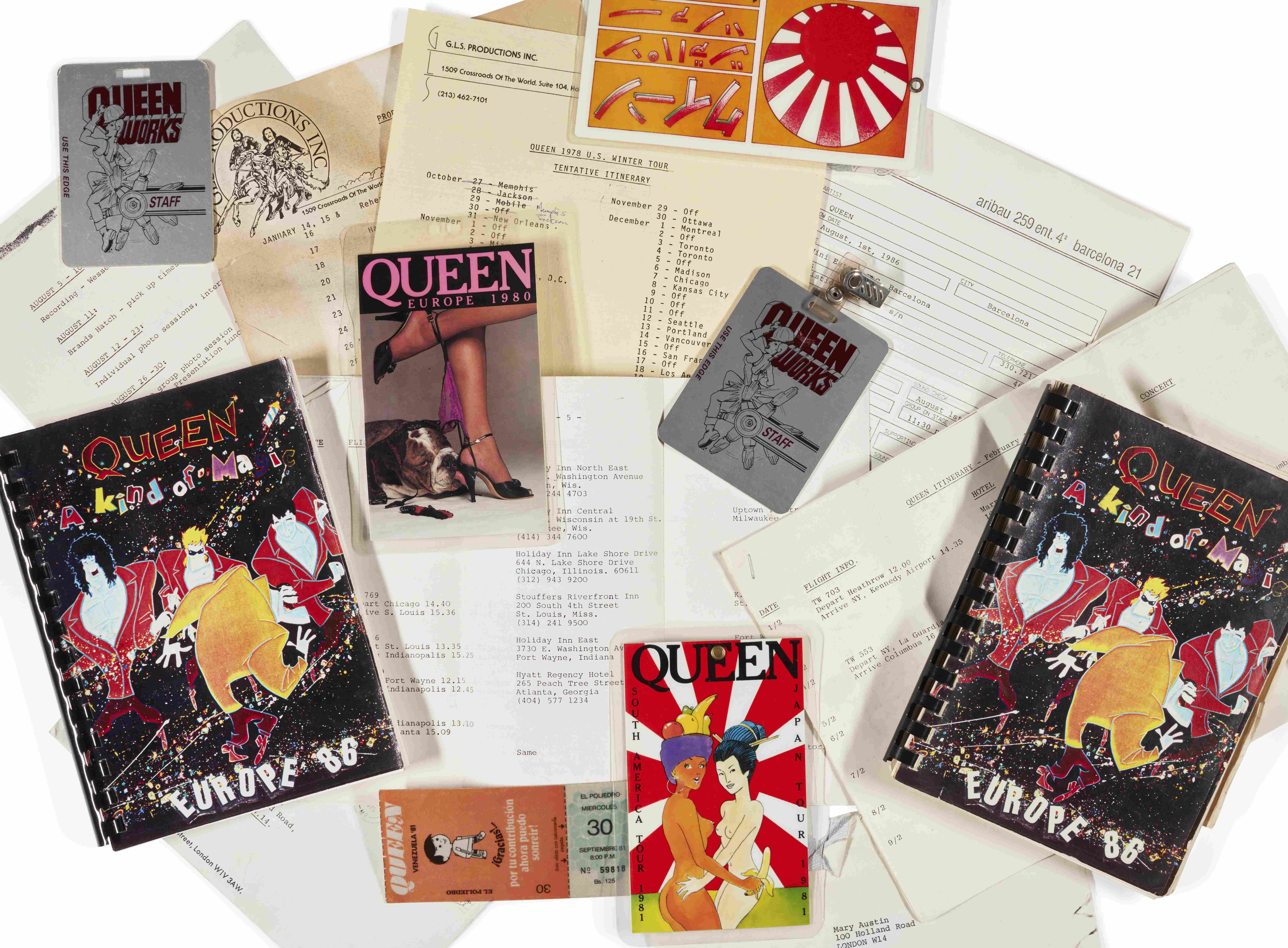 Queen | Planners, itineraries and ephemera relating to tours, 1974-1986 ...