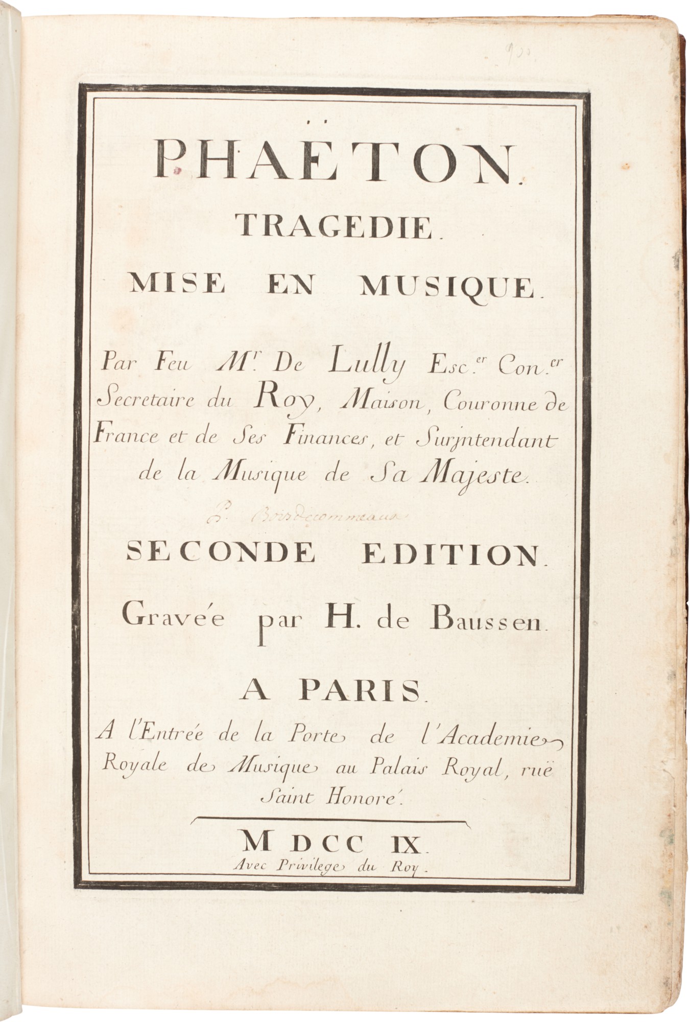 J.-B. Lully. First edition of "Alceste" and second edition of "Phaëton ...