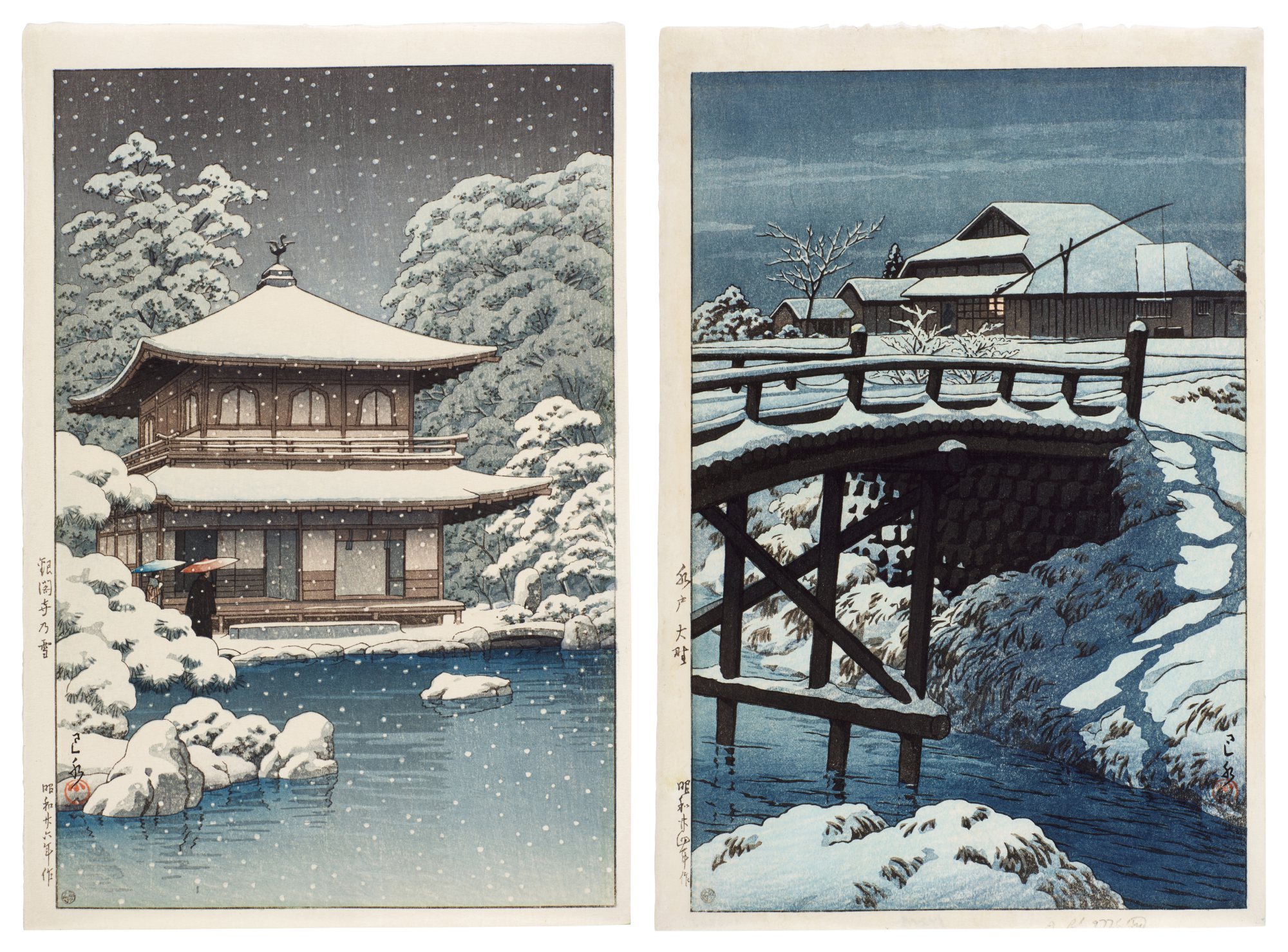 Kawase Hasui (1883-1957) | Two woodblock prints | Showa period, 20th ...
