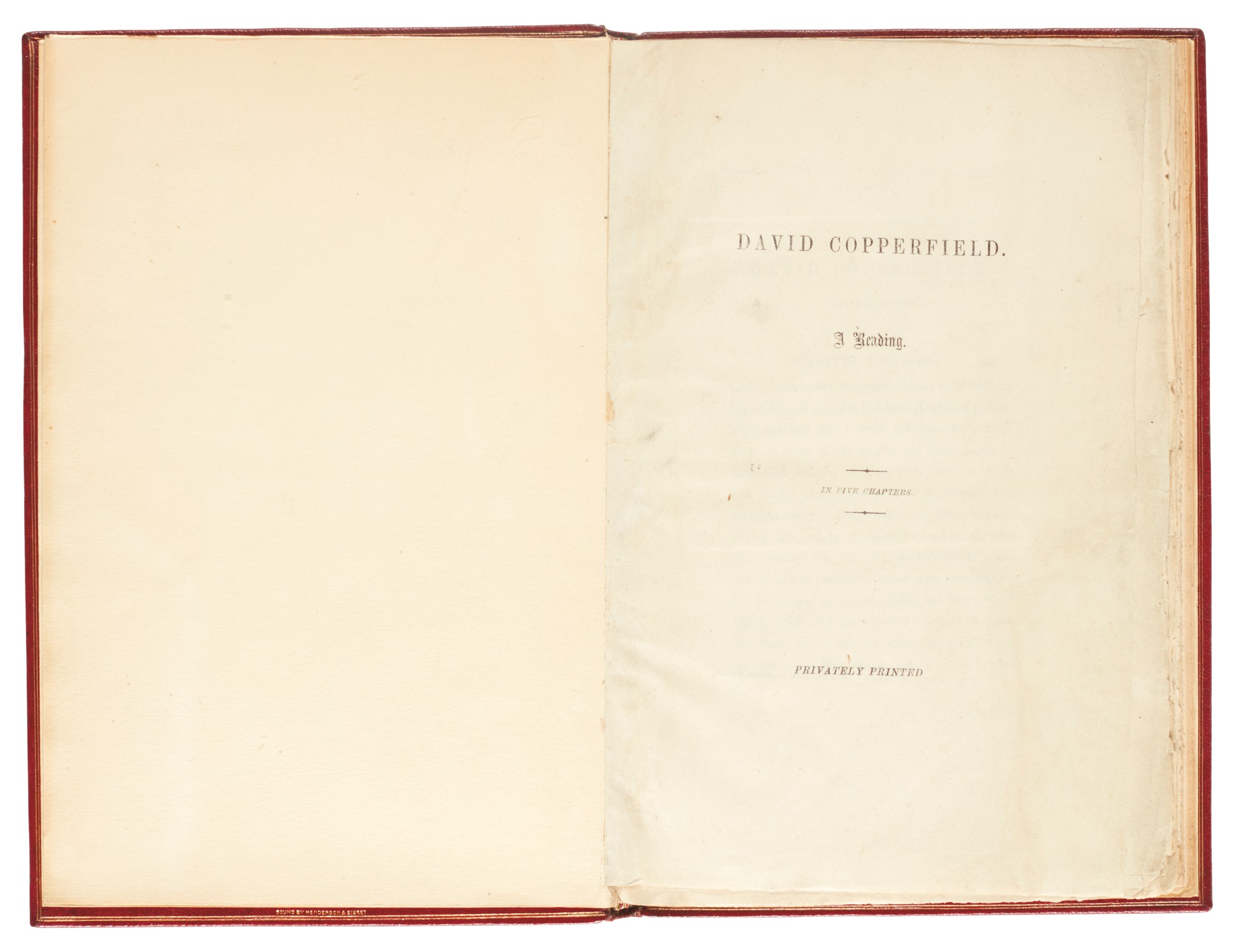 Dickens, David Copperfield. A Reading. In Five Chapters, 1866 | Charles ...