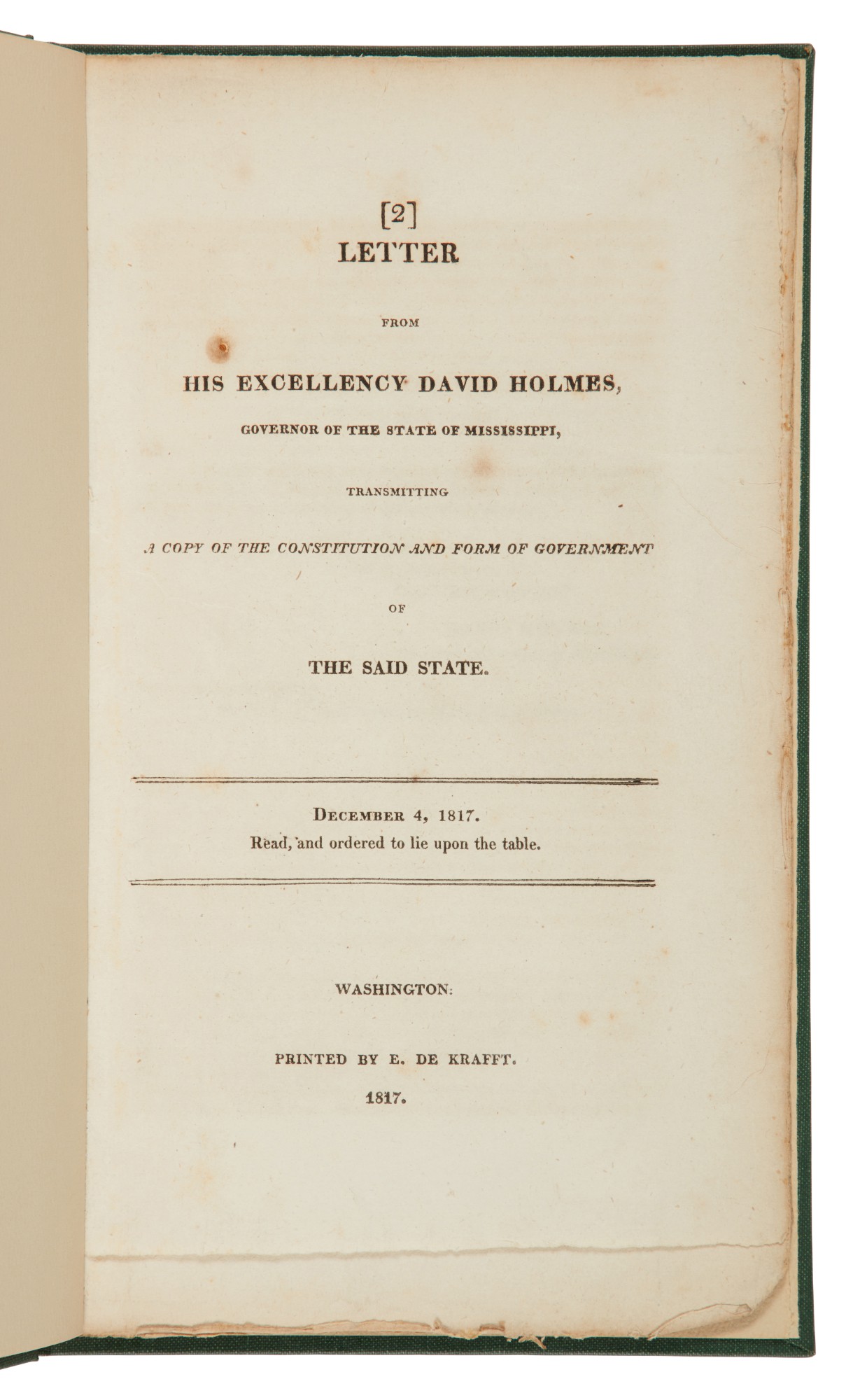 Mississippi | The first state constitution, as adopted in 1817 | Barnebys