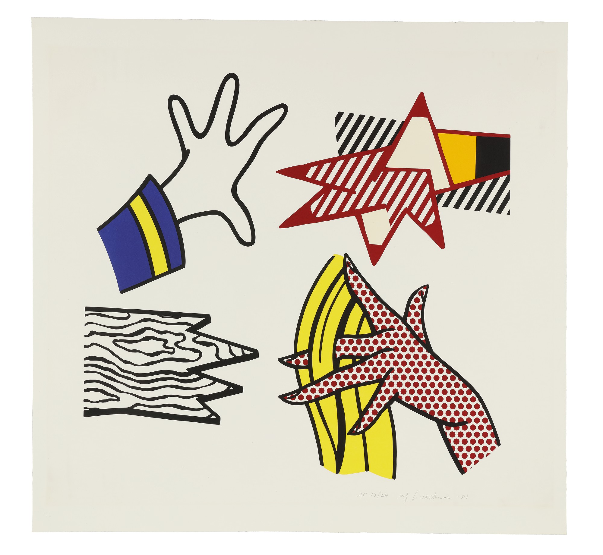 ROY LICHTENSTEIN | STUDY OF HANDS (C. 191) | Important Prints ...