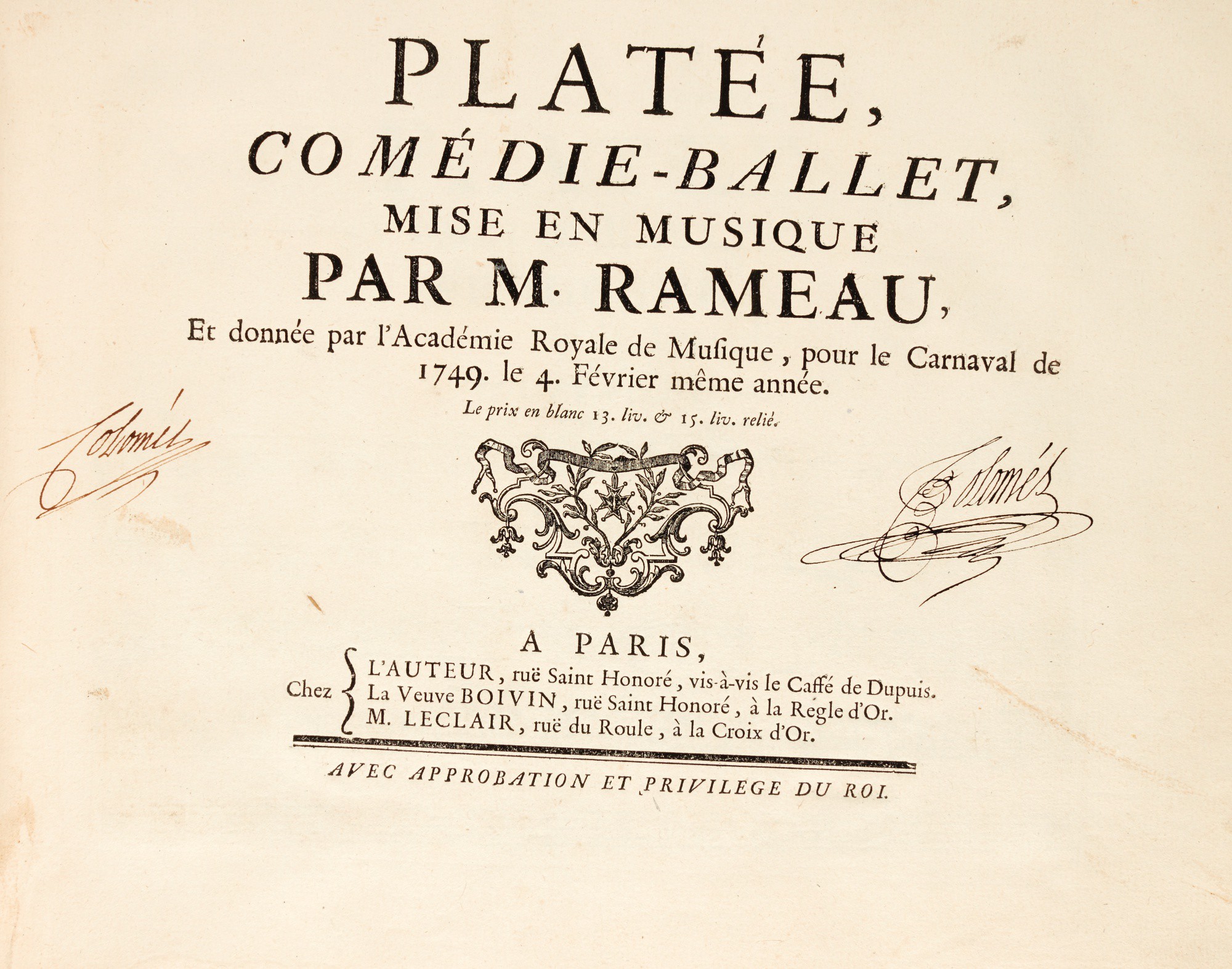 J.-P. Rameau. Two first editions of opera-ballets in one volume ...