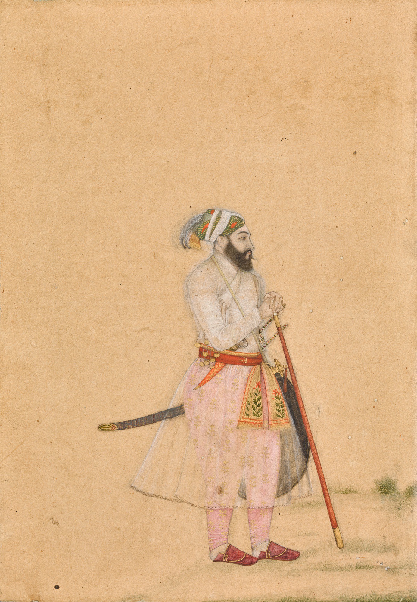 A PORTRAIT OF AN OFFICER, NORTH INDIA, MUGHAL, SECOND HALF 17TH CENTURY ...