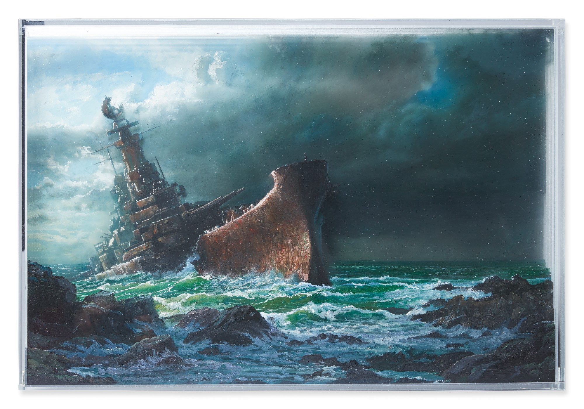JONATHAN WATERIDGE | STUDY FOR SEASCAPE WITH WRECKED BATTLESHIP ...