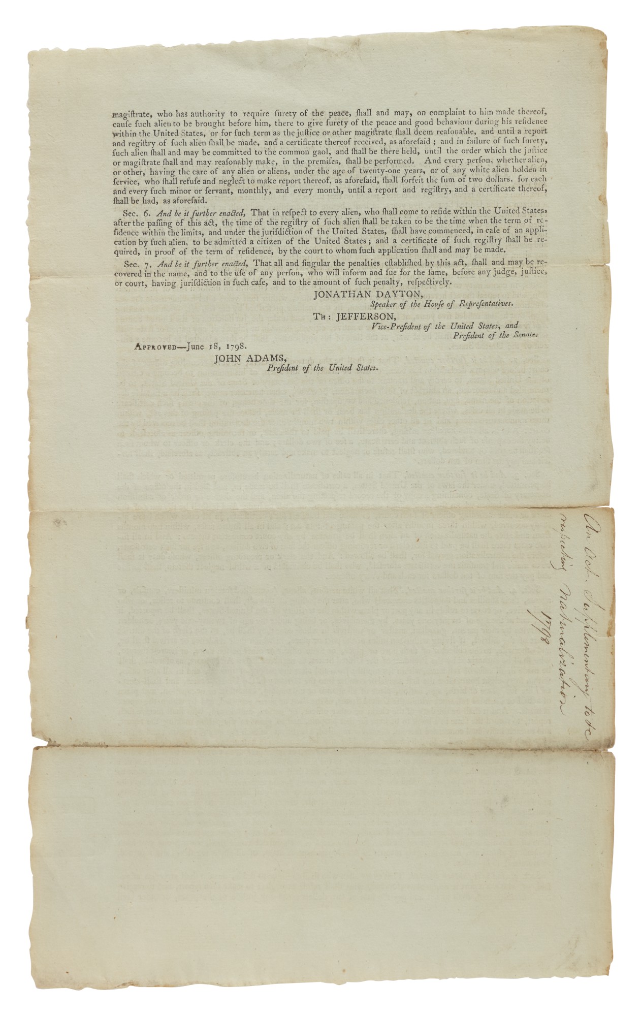 (Alien and Sedition Acts) | An act which increased residency ...