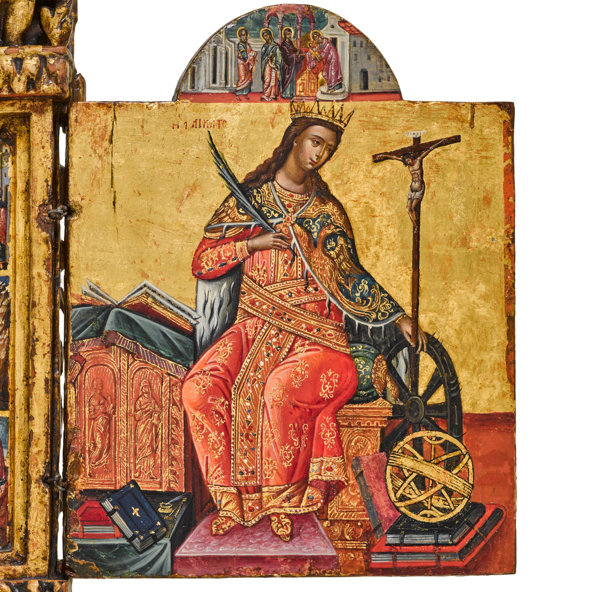 A finely painted and unusual triptych in the Cretan style, possibly St ...