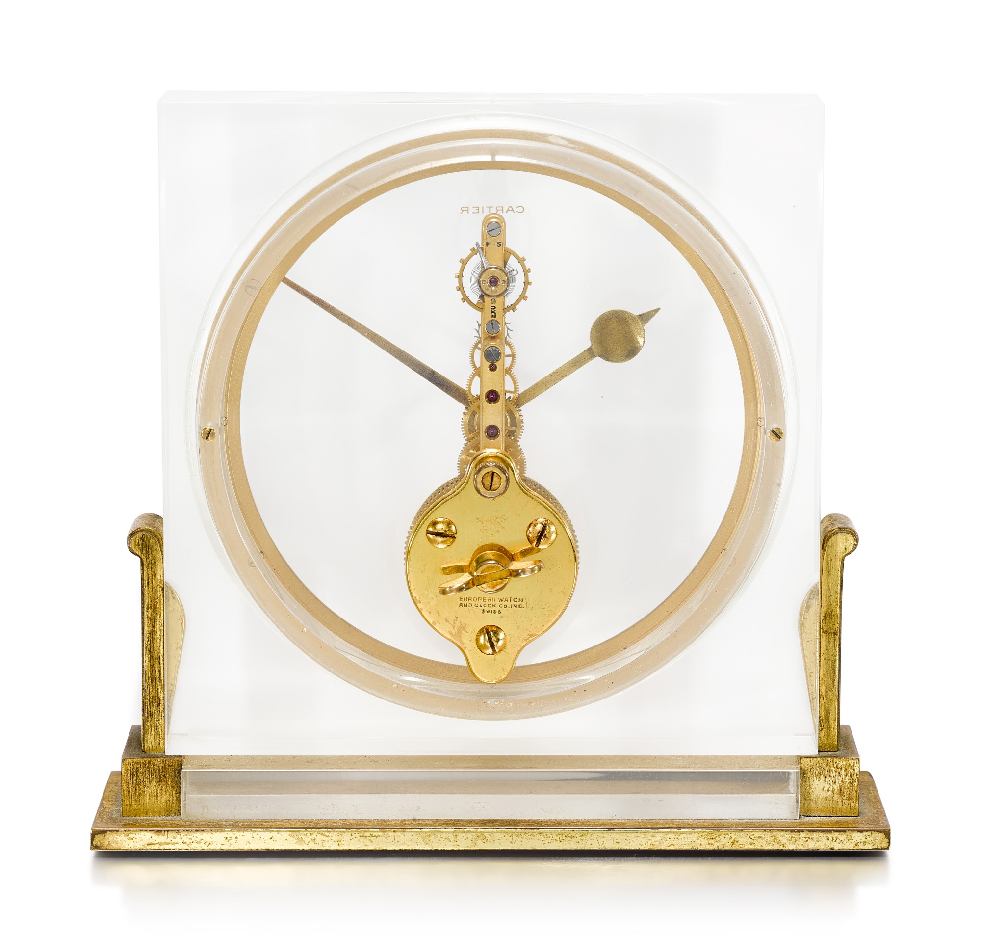 CARTIER | A GILT BRASS AND ACRYLIC TABLE CLOCK, CIRCA 1954 | Watches ...