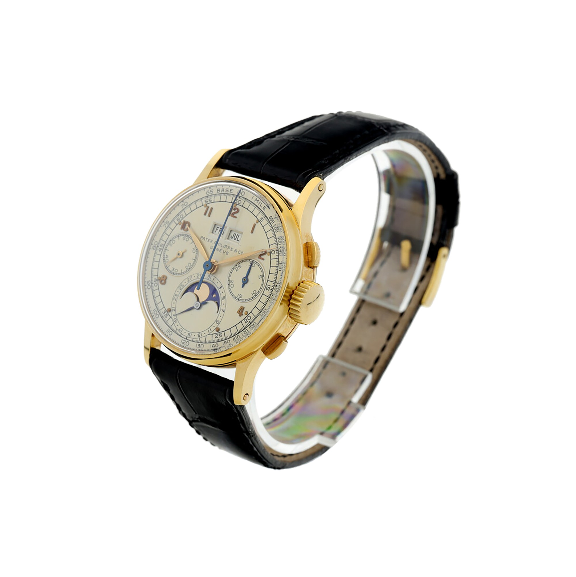 REFERENCE 1518 A YELLOW GOLD PERPETUAL CALENDAR CHRONOGRAPH WRISTWATCH ...