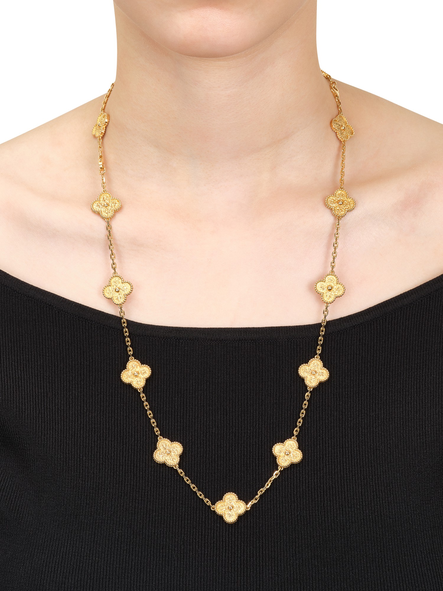 'Vintage Alhambra' Gold Necklace and Bracelet | 梵克雅寶 | 'Vintage ...