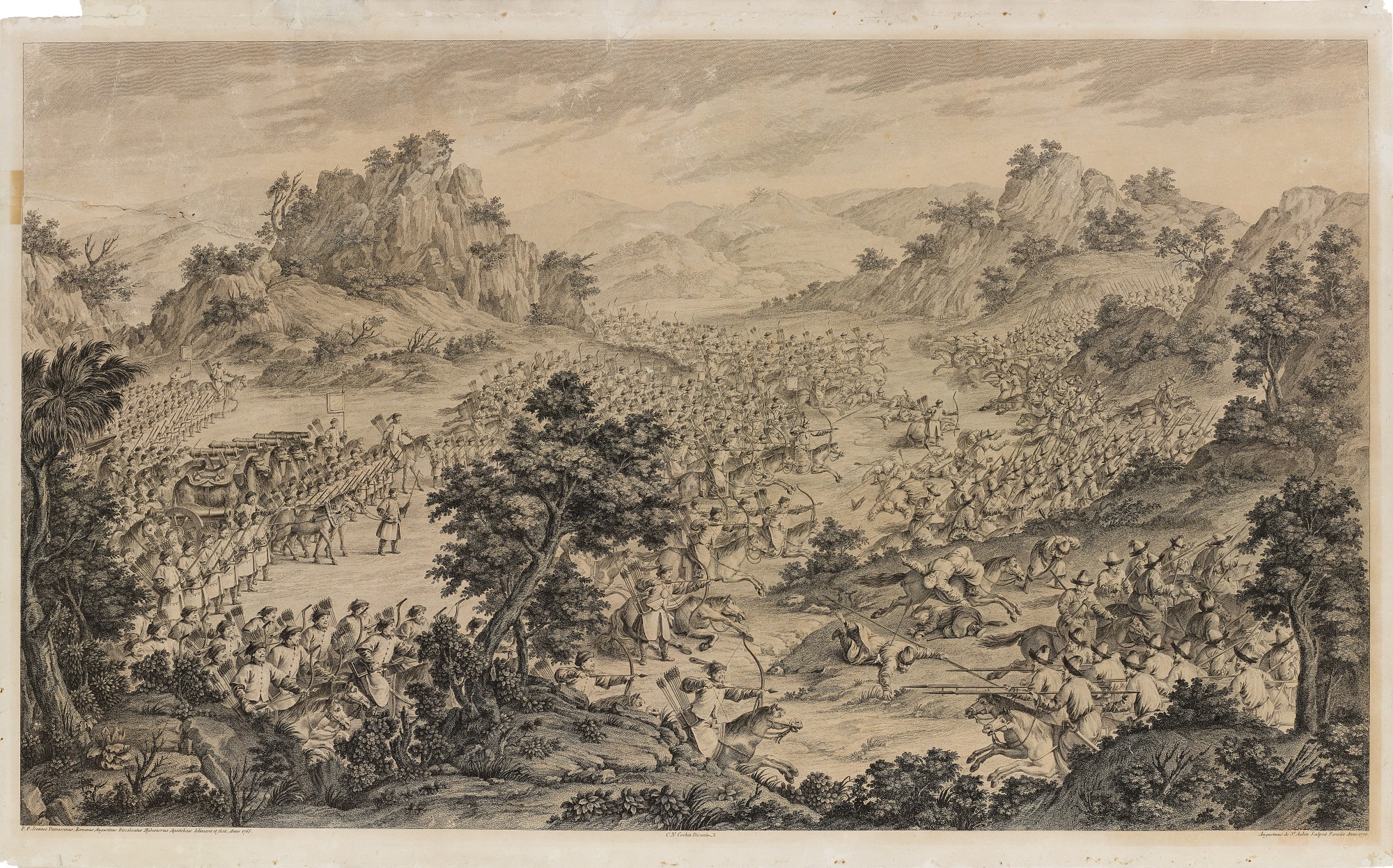 The conquests of the Qianlong Emperor, a set of eleven engravings after ...