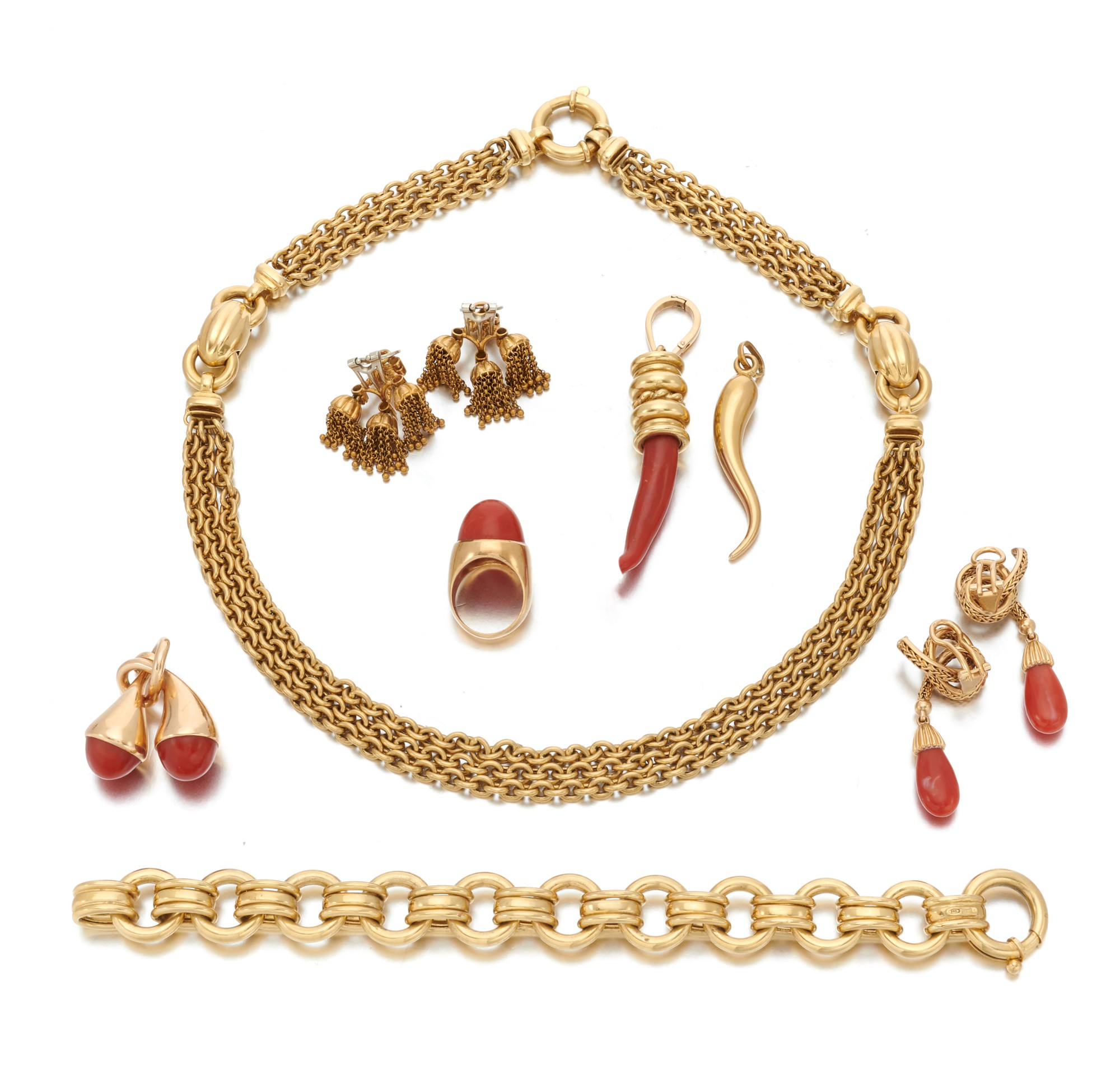 Collection of gold and coral jewels (Collezione di gioielli in oro e ...
