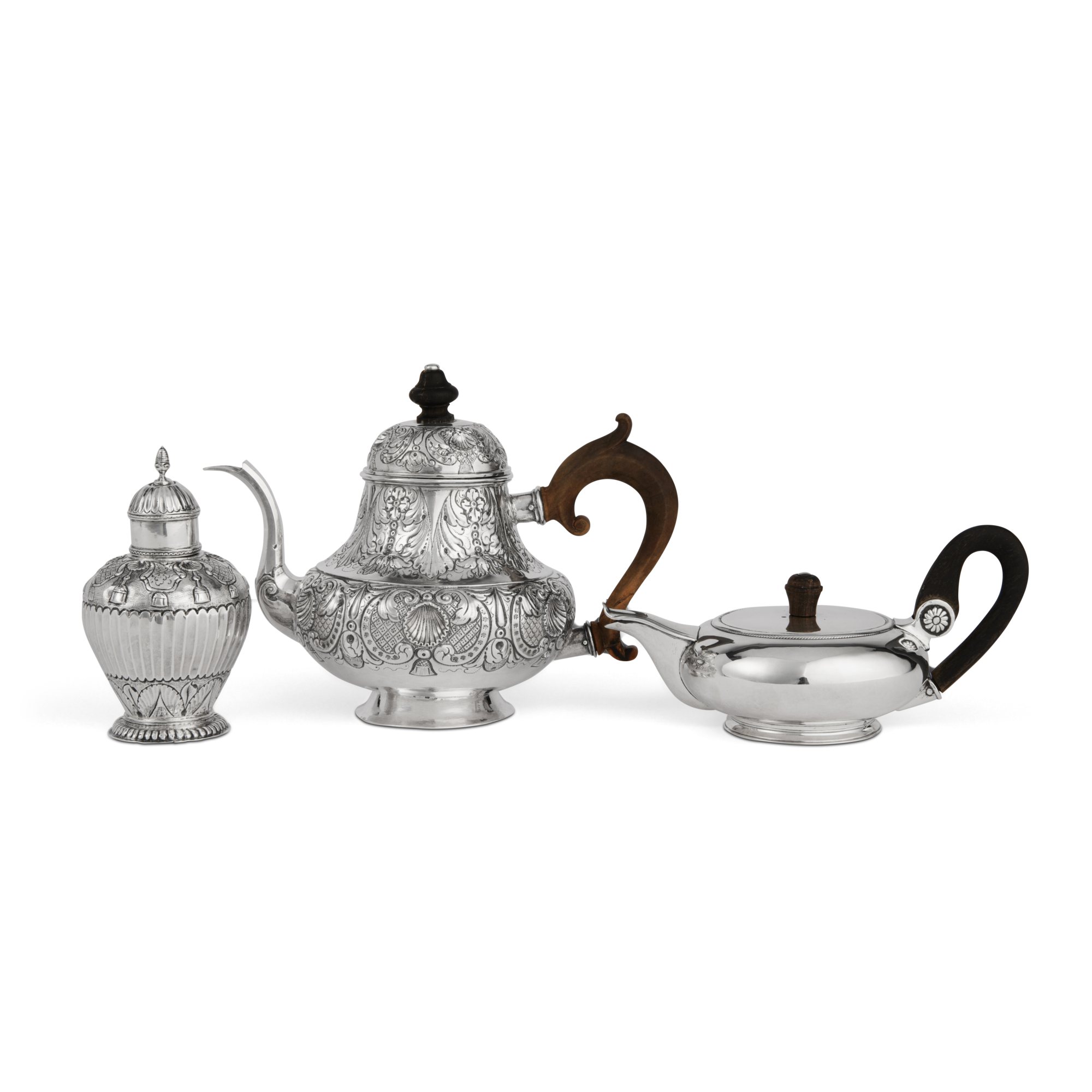 A Dutch Silver Teapot and Tea Caddy, Jan Verdoes, Haarlem, 1742/34 ...