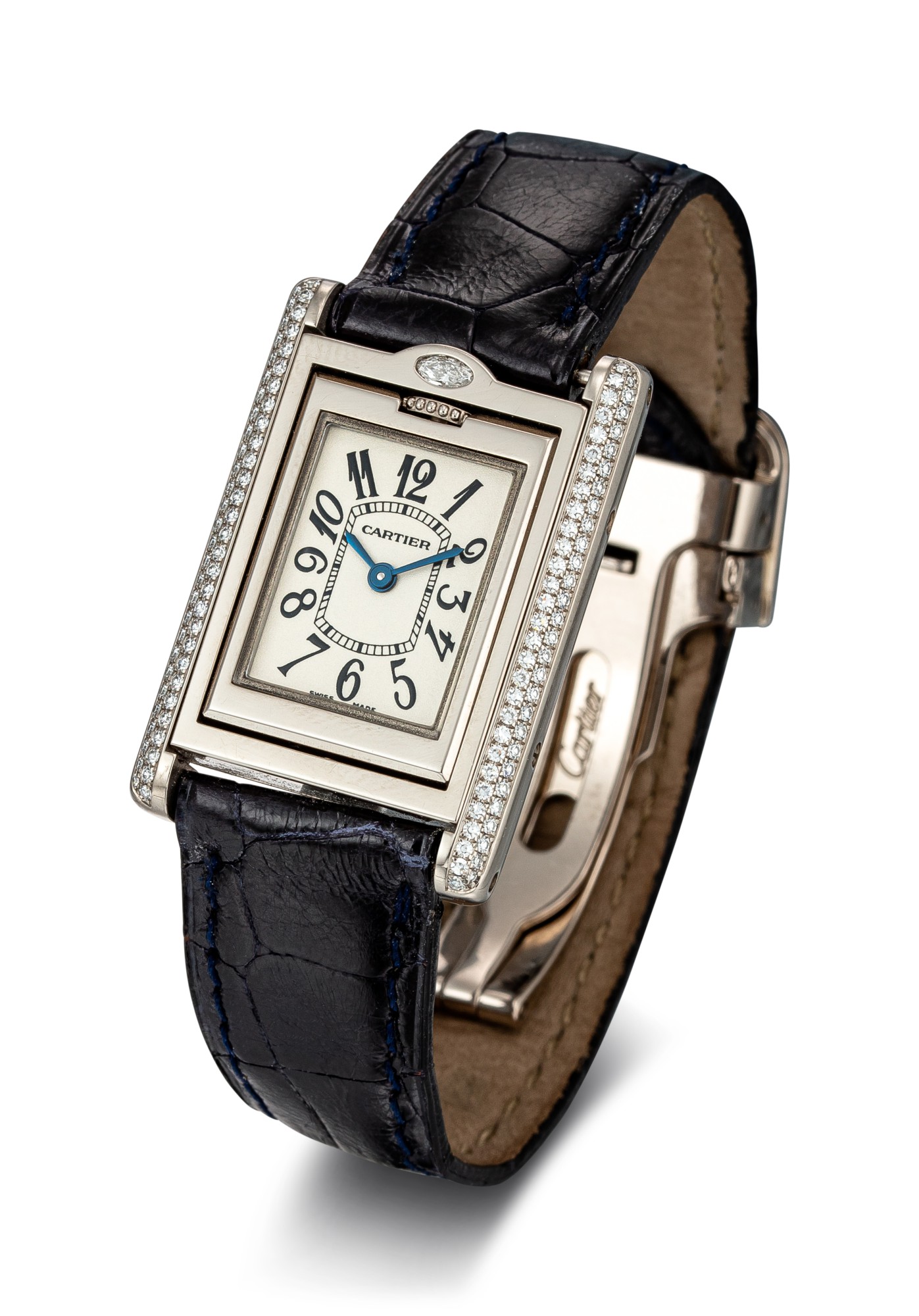 CARTIER | TANK BASCULANTE, REFERENCE 2526 A WHITE GOLD AND DIAMOND-SET ...