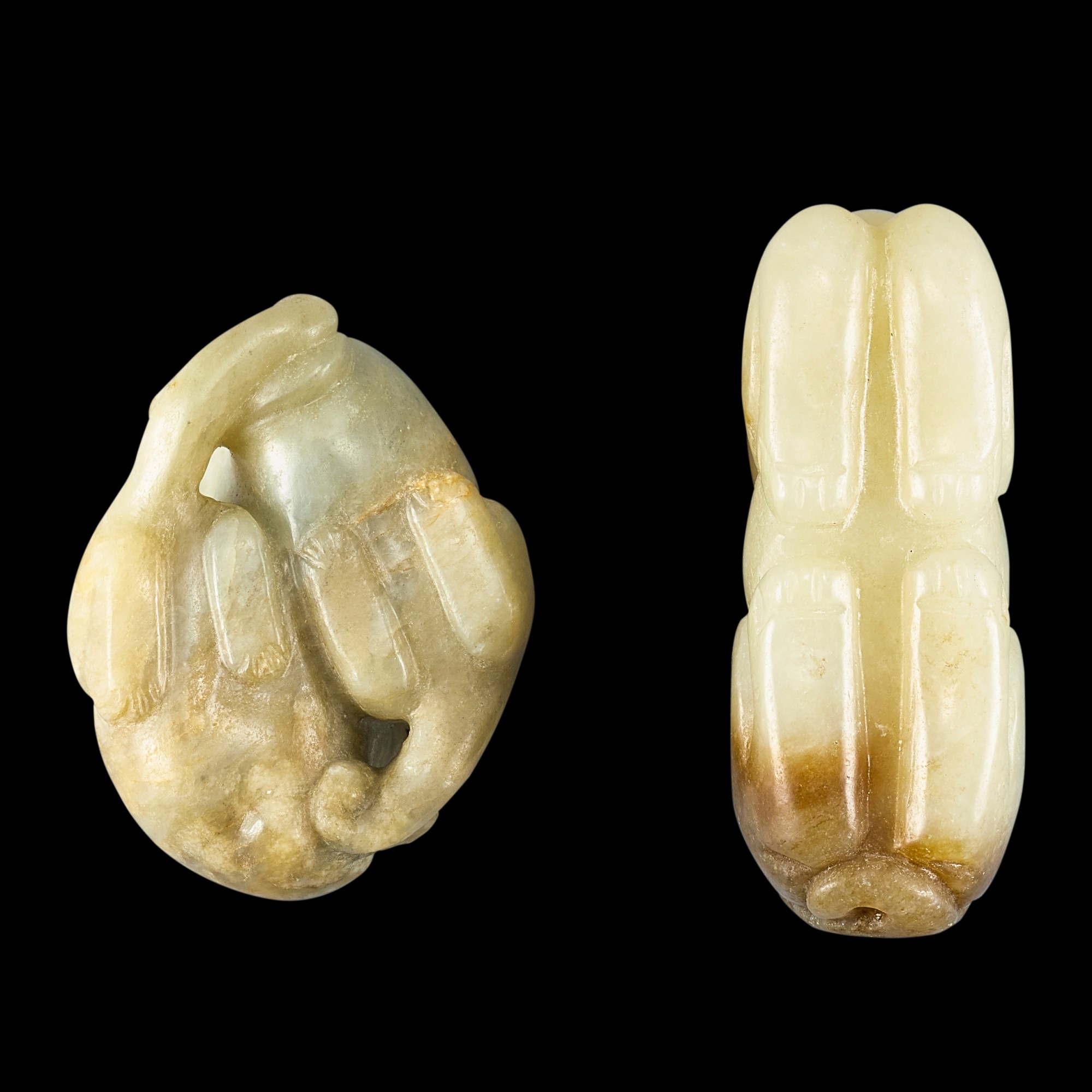 A jade figure of a qilin and a jade 'badgers' group Ming - Qing dynasty ...