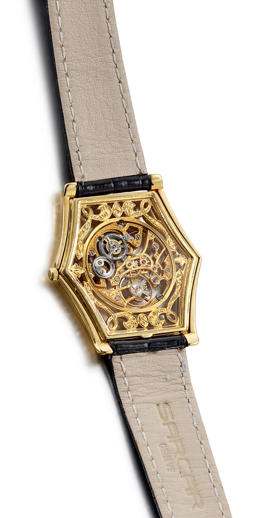 SARCAR | A YELLOW GOLD AND DIAMOND-SET SKELETONISED WRISTWATCH, CIRCA ...