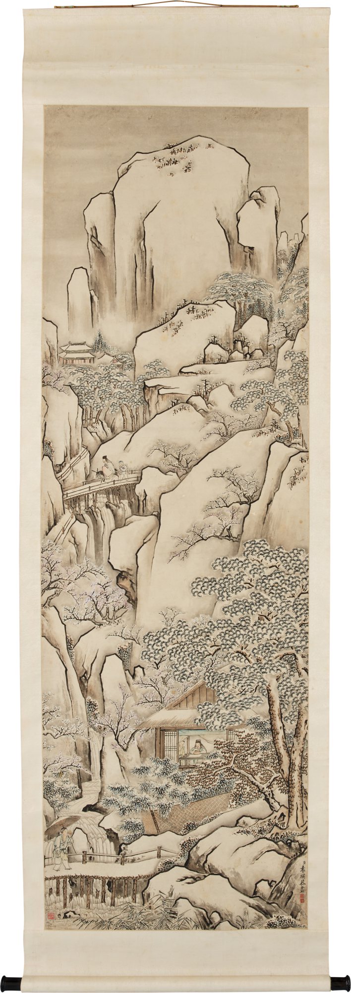 Yuan Ying (Qing Dynasty) 袁瑛 (清) | Studio in a Winter Night 雪夜讀書圖 | Fine ...