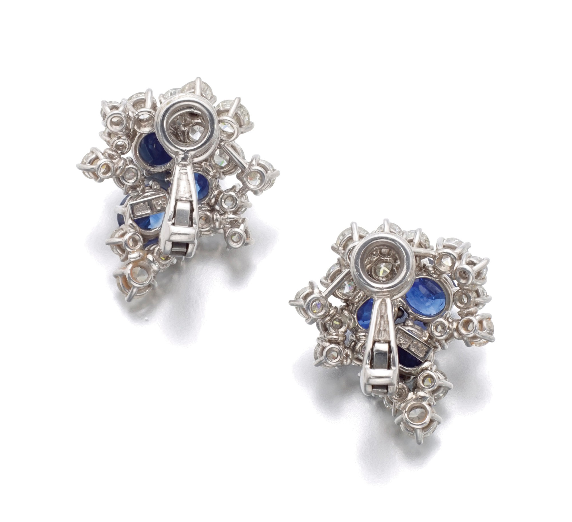 PAIR OF SAPPHIRE AND DIAMOND EAR CLIPS | Jewels Online | Jewellery ...