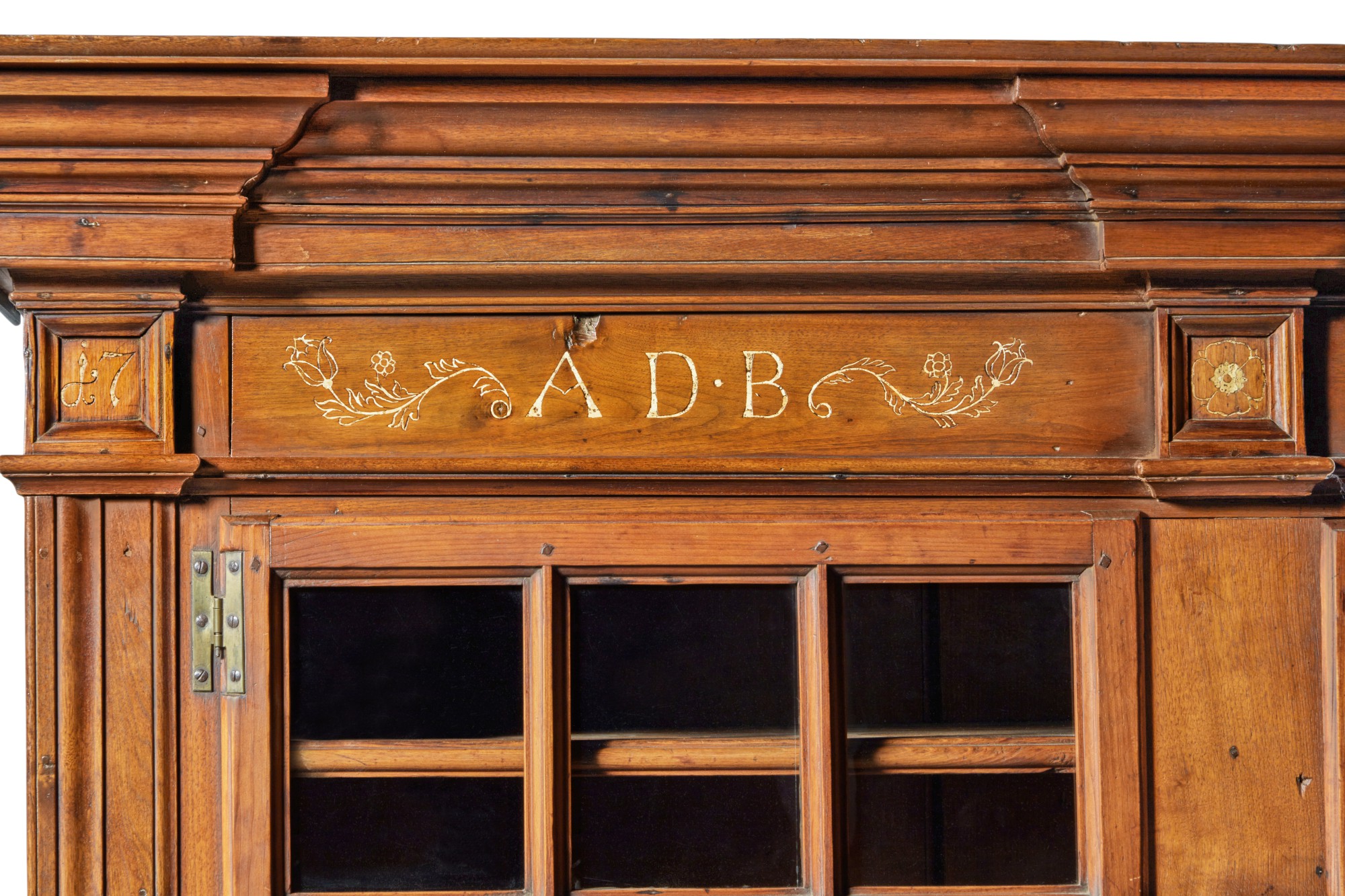 Very Fine and Rare Chippendale Sulfur-Inlaid Walnut Stepback Cupboard ...