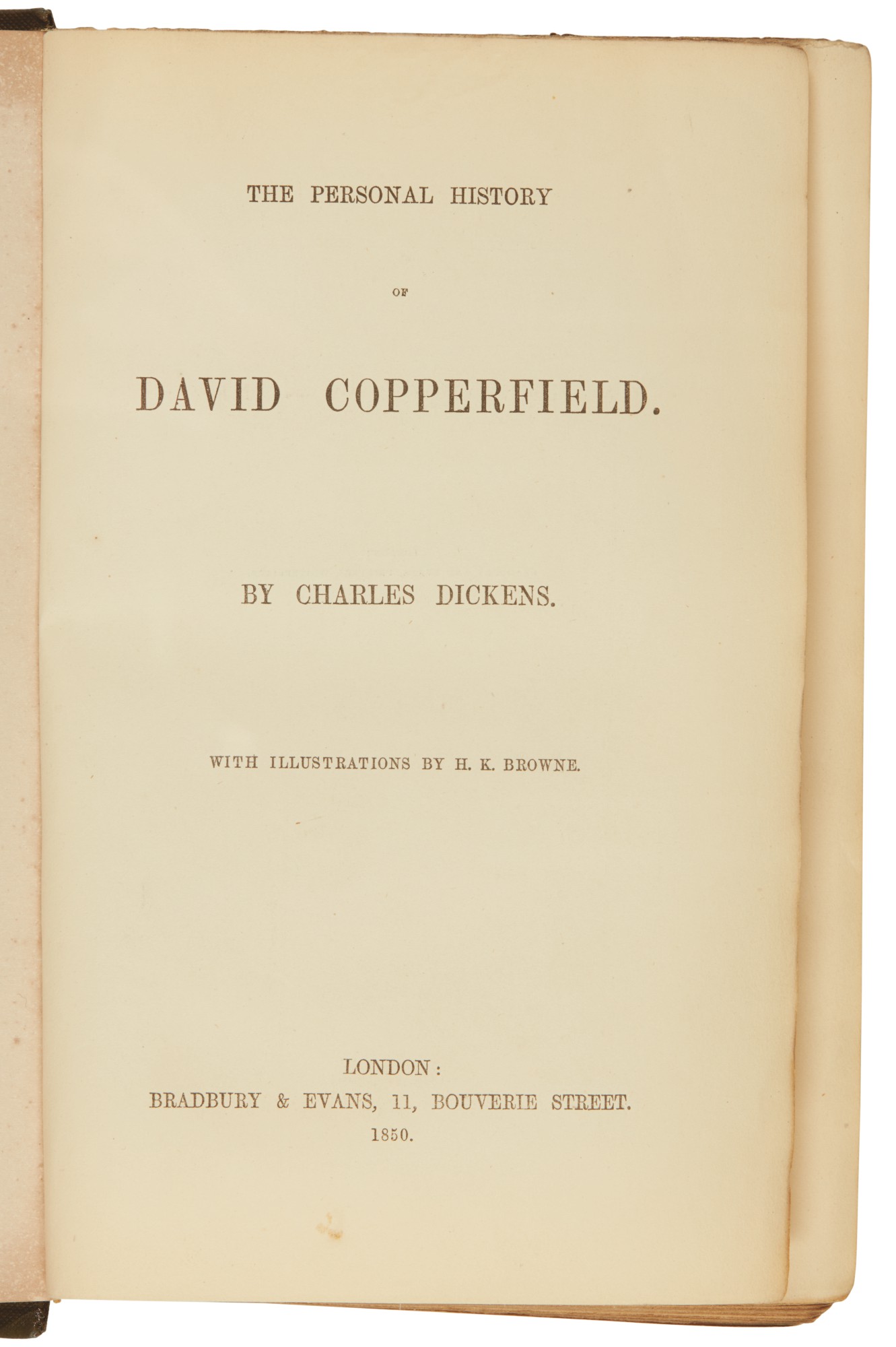 Dickens, David Copperfield, 1850, first book edition, bound from the ...