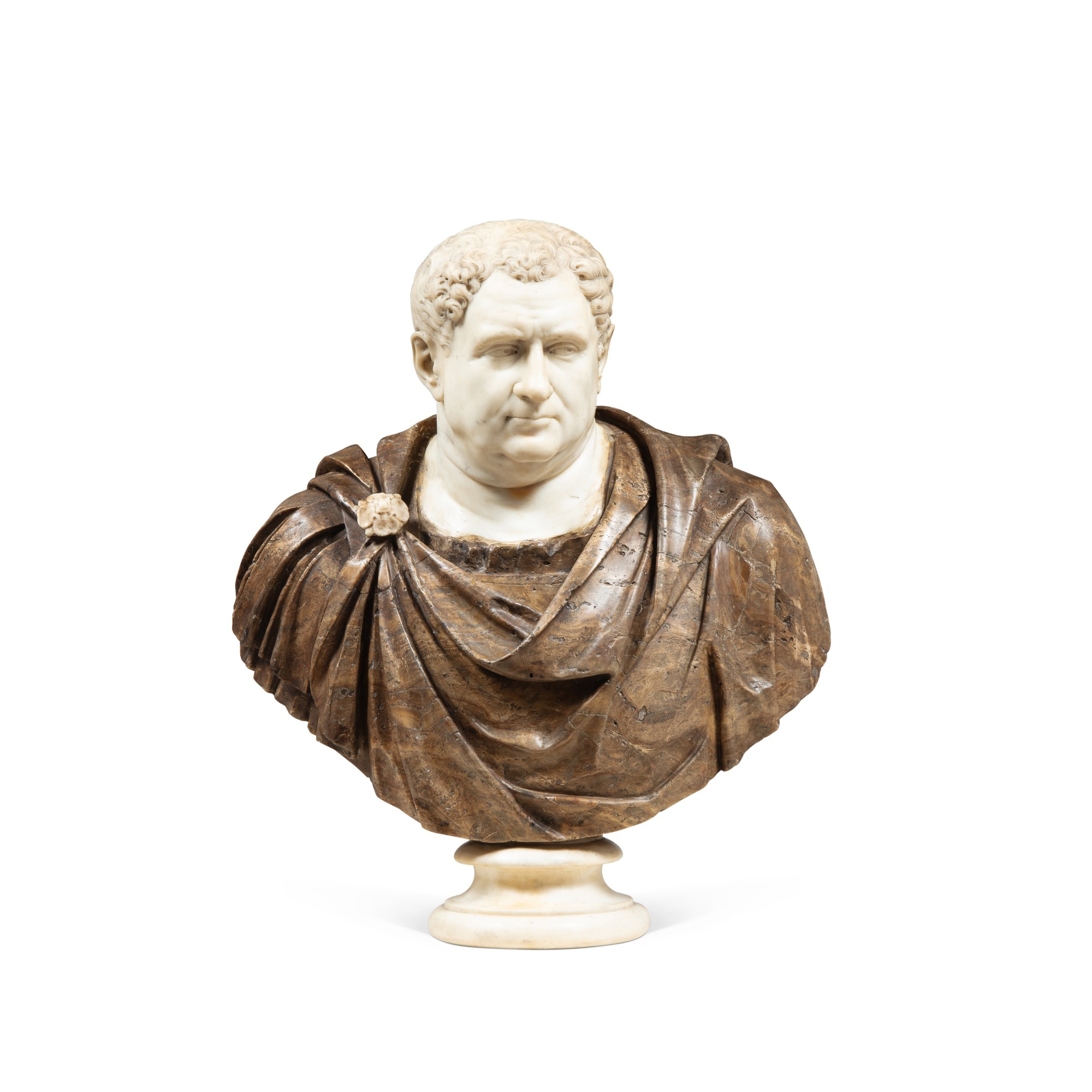 An Italian white marble and onyx bust of the Roman emperor Vitellius ...