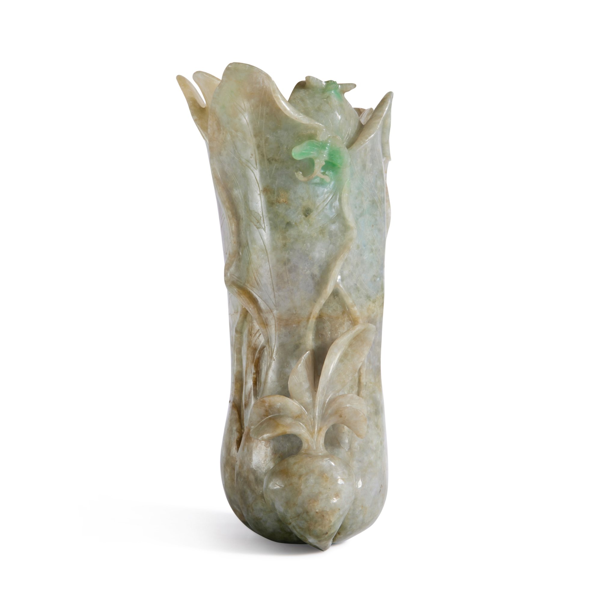 A large jadeite 'cabbage and turnip' vase, Qing dynasty, 19th century ...