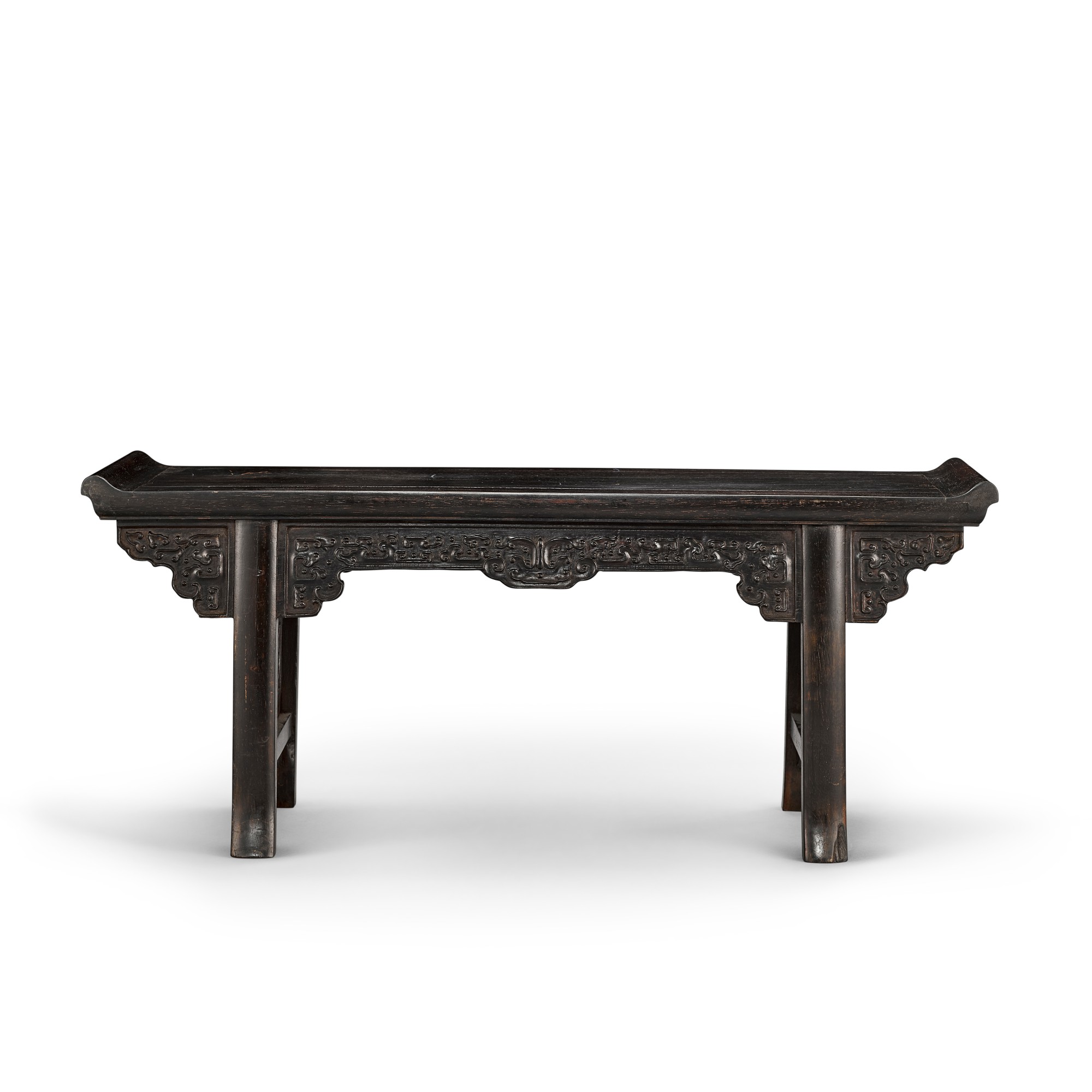 A CARVED ZITAN TABLE STAND | 紫檀翹頭案式檯座 | CHINA / 5000 YEARS 博古五千 ...