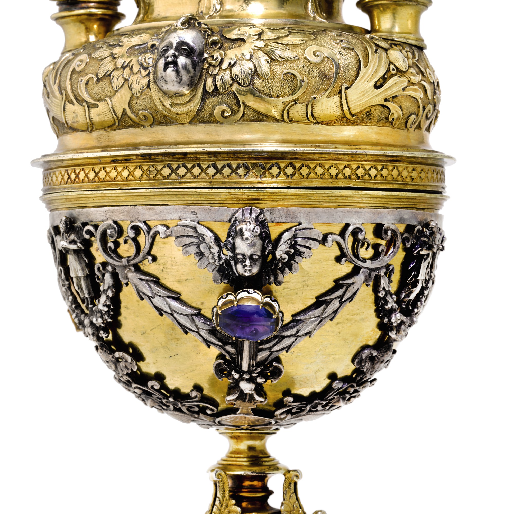 A German silver-gilt, enamel and gold mounted gem set ciborium ...