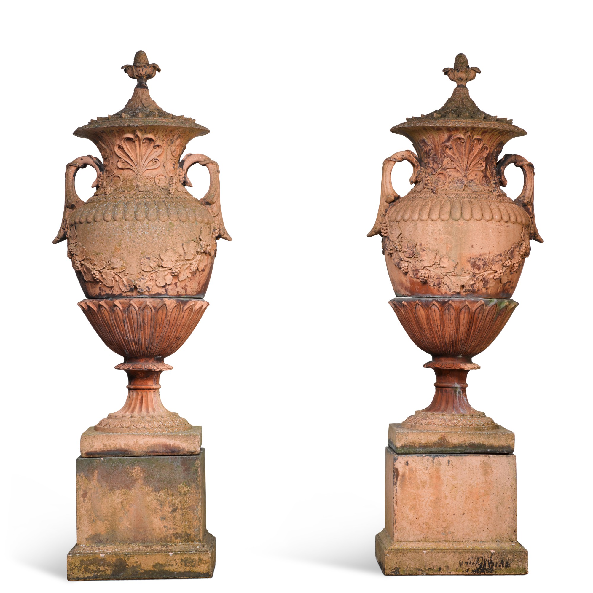 A pair of large terracotta lidded vases, 20th century | Monte Alverno ...