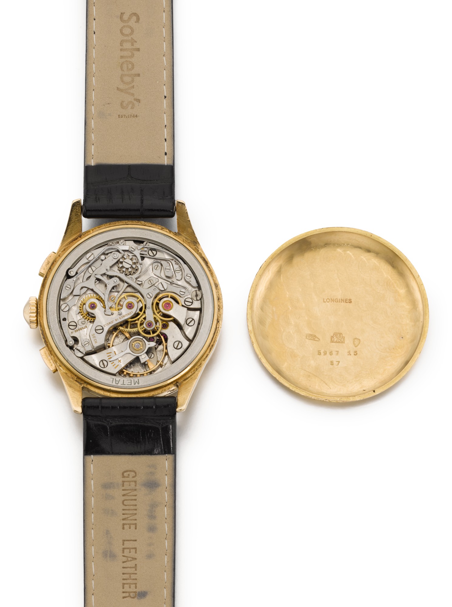 LONGINES | REFERENCE 5967, YELLOW GOLD FLYBACK CHRONOGRAPH WRISTWATCH ...