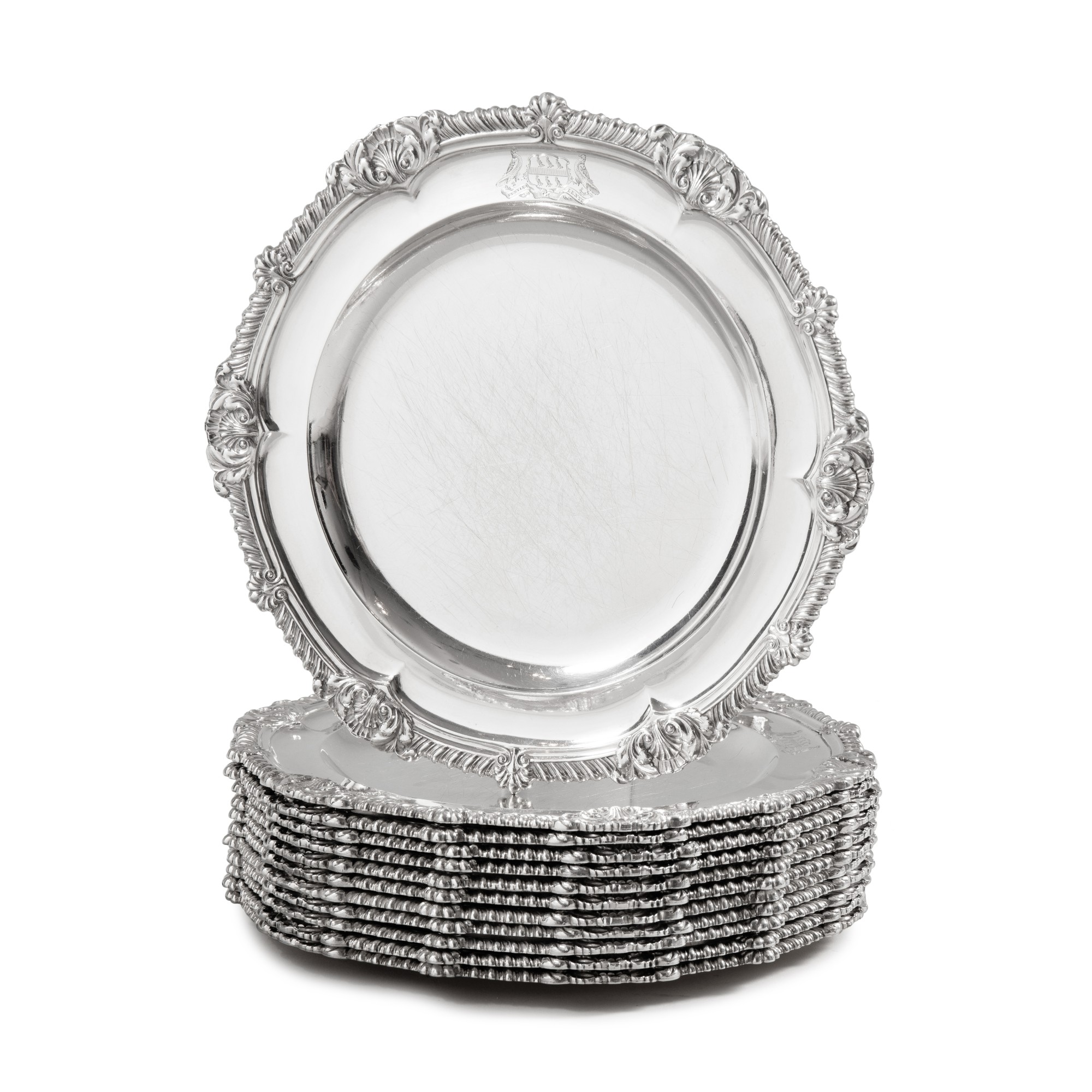 A set of twelve George III silver dinner plates, Paul Storr of Storr ...