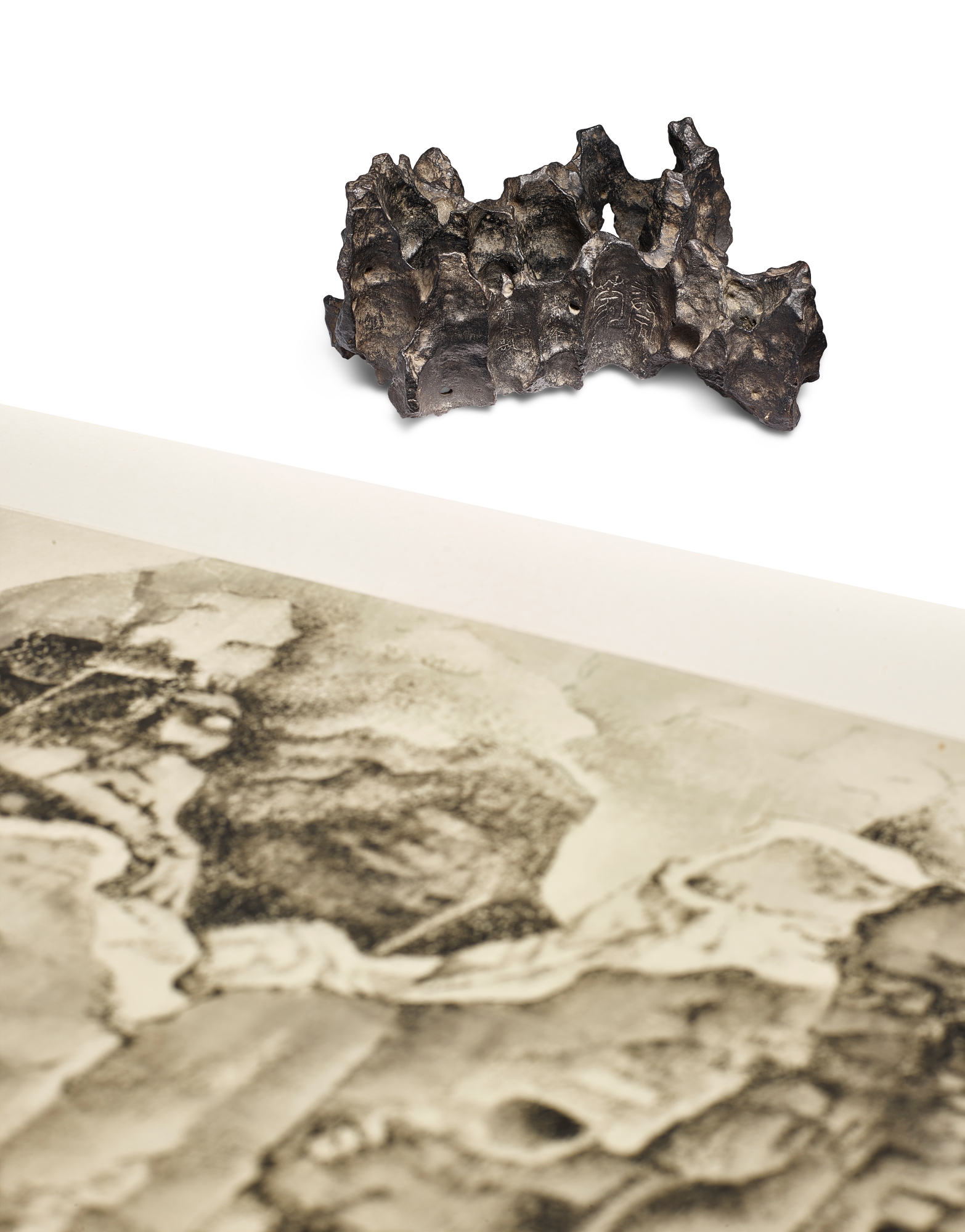 A 'Yang Meng' lingbi rock inscribed by Luo Pin, Qing dynasty and an ...