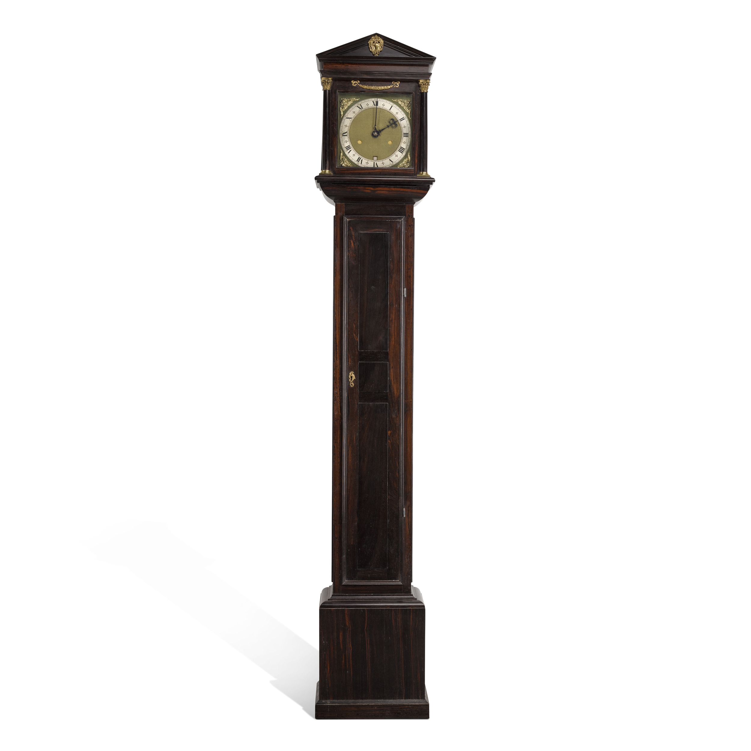 An ebony architectural longcase clock in the style of Ahasuerus ...
