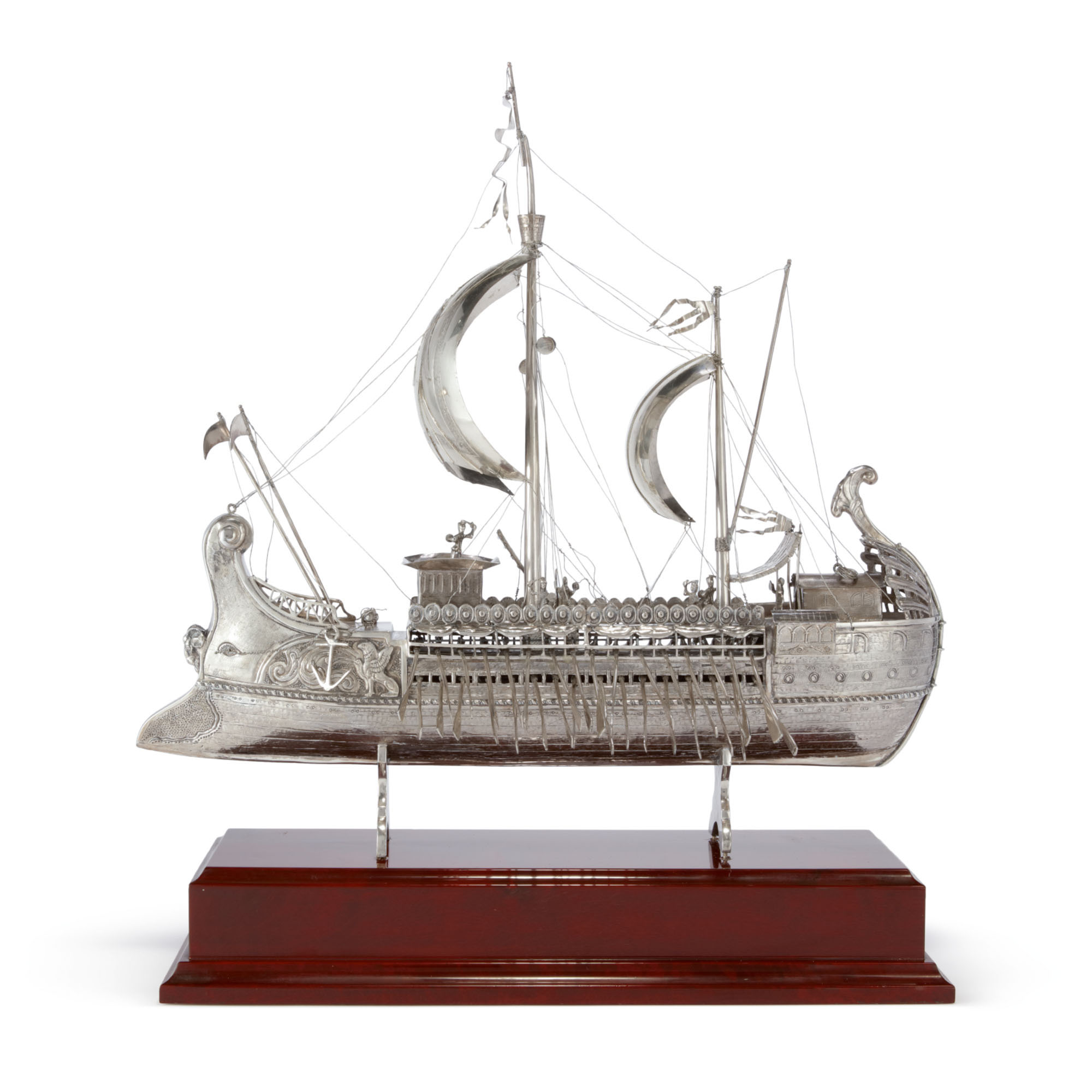A SPANISH SILVER MODEL OF AN ANCIENT GREEK BIREME, MID 20TH CENTURY ...