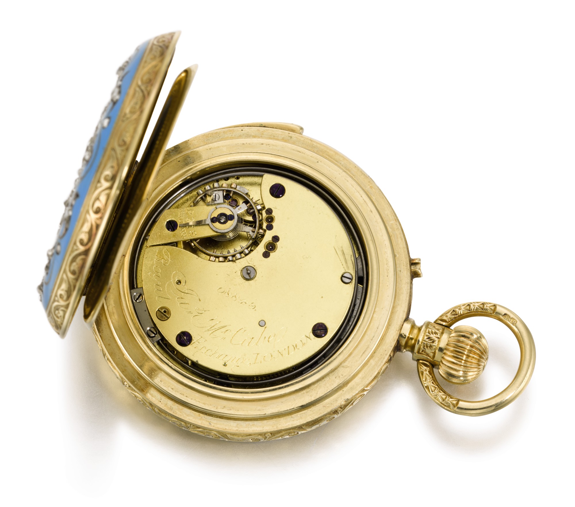 JAMES MCCABE, LONDON | A FINE GOLD, ENAMEL AND DIAMOND-SET HALF-HUNTING ...