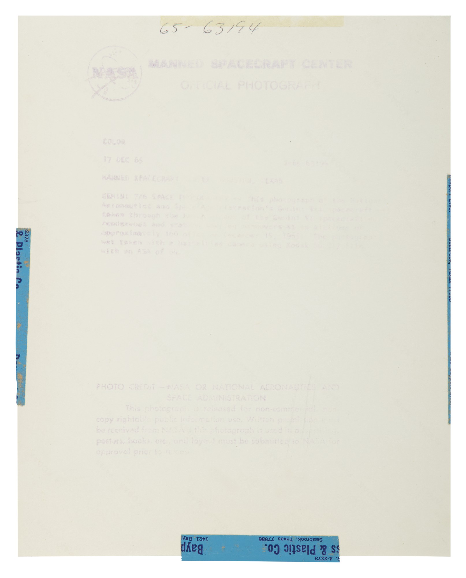 [GEMINI 6-A & 7] WORLD'S FIRST MANNED SPACE RENDEZVOUS. 15 DECEMBER ...