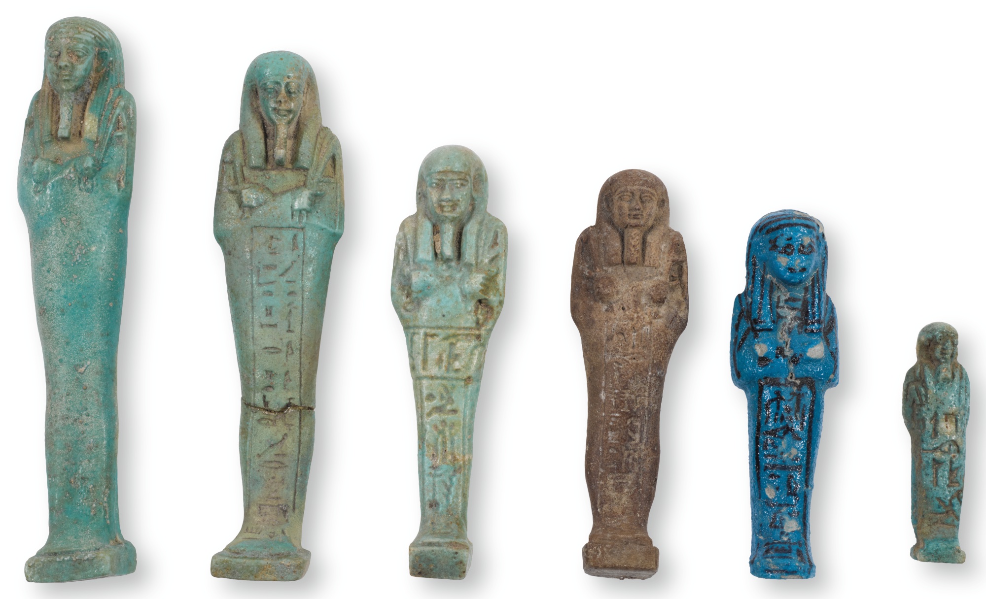 SIX EGYPTIAN GLAZED USHABTIS, 21ST-26TH DYNASTY, CIRCA 1075-525 B.C ...