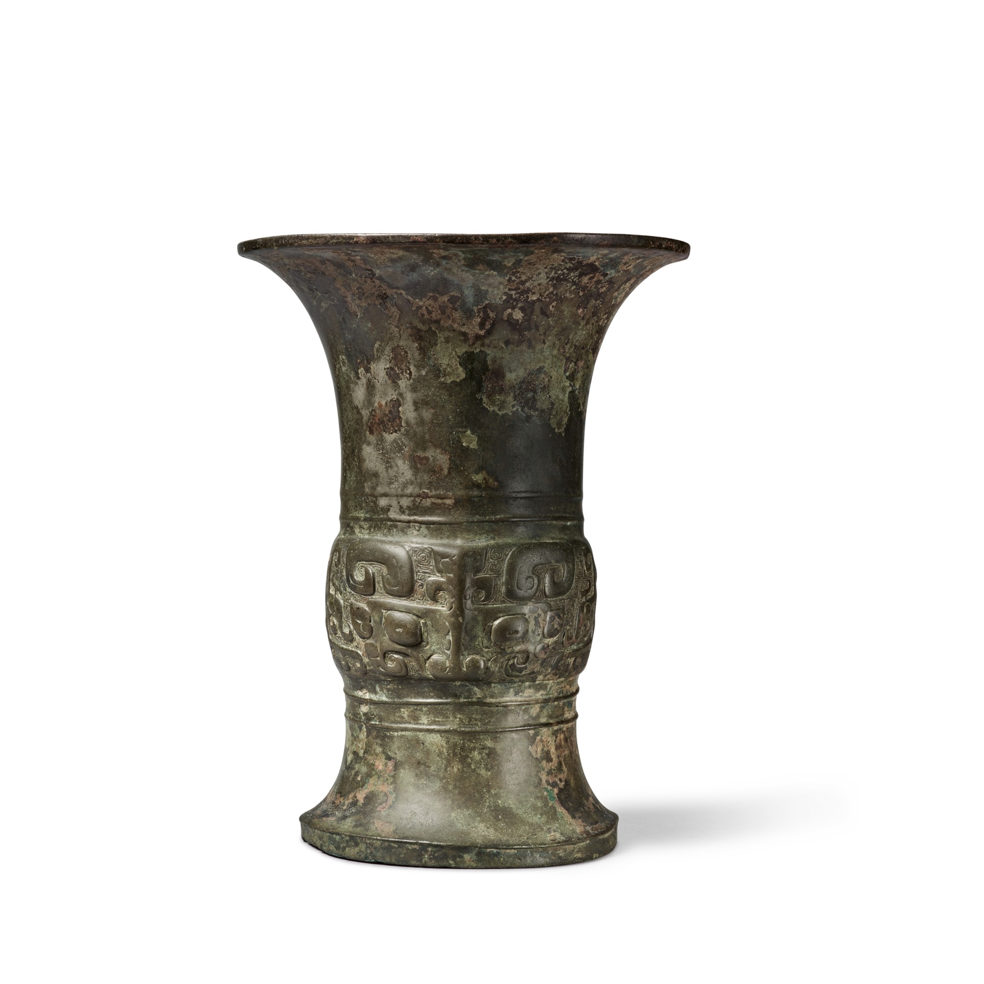 An archaic bronze ritual wine vessel (Zun), Early Western Zhou dynasty ...