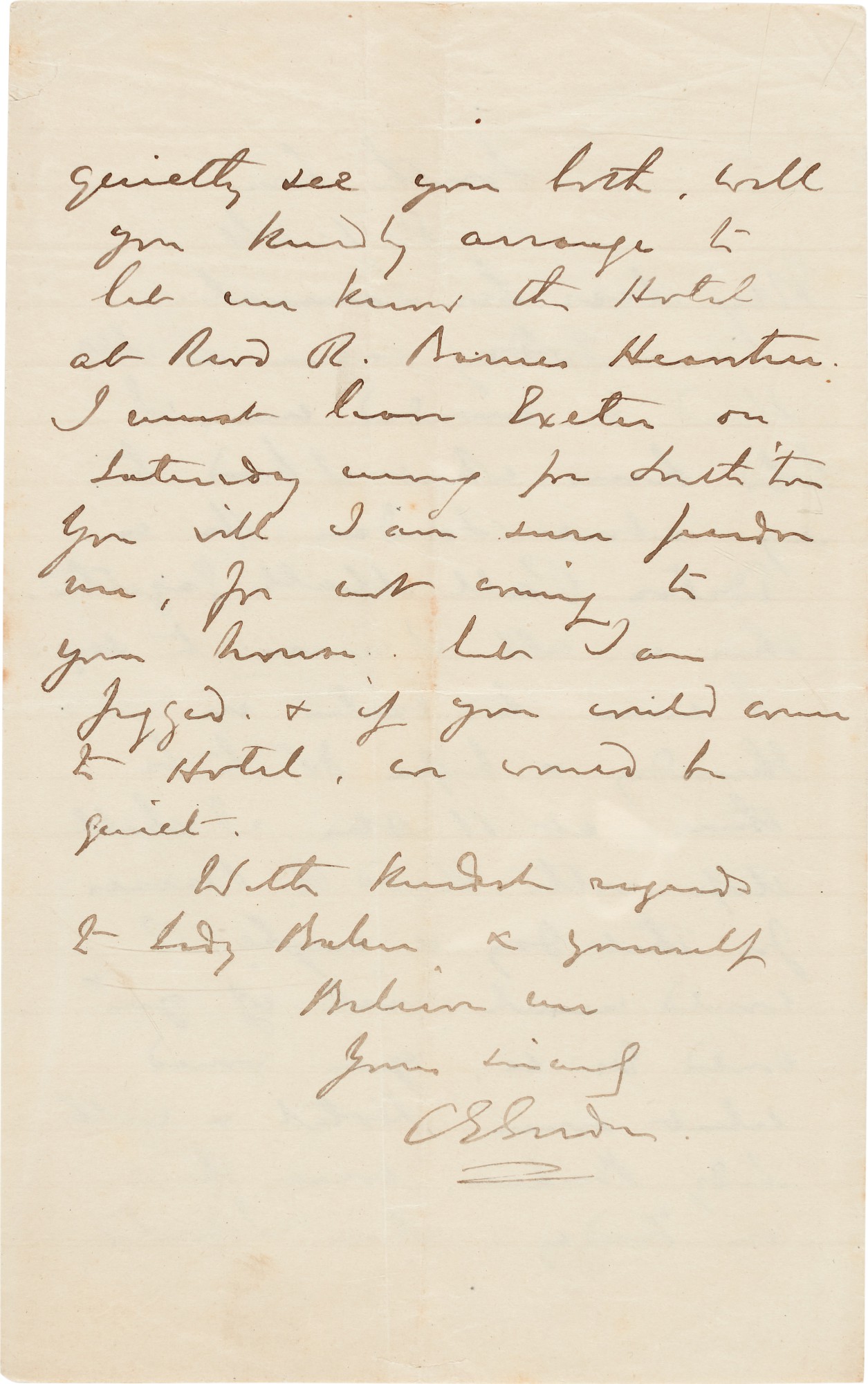 C.G. Gordon | Autograph letter signed, to Sir Samuel Baker, 8 January ...