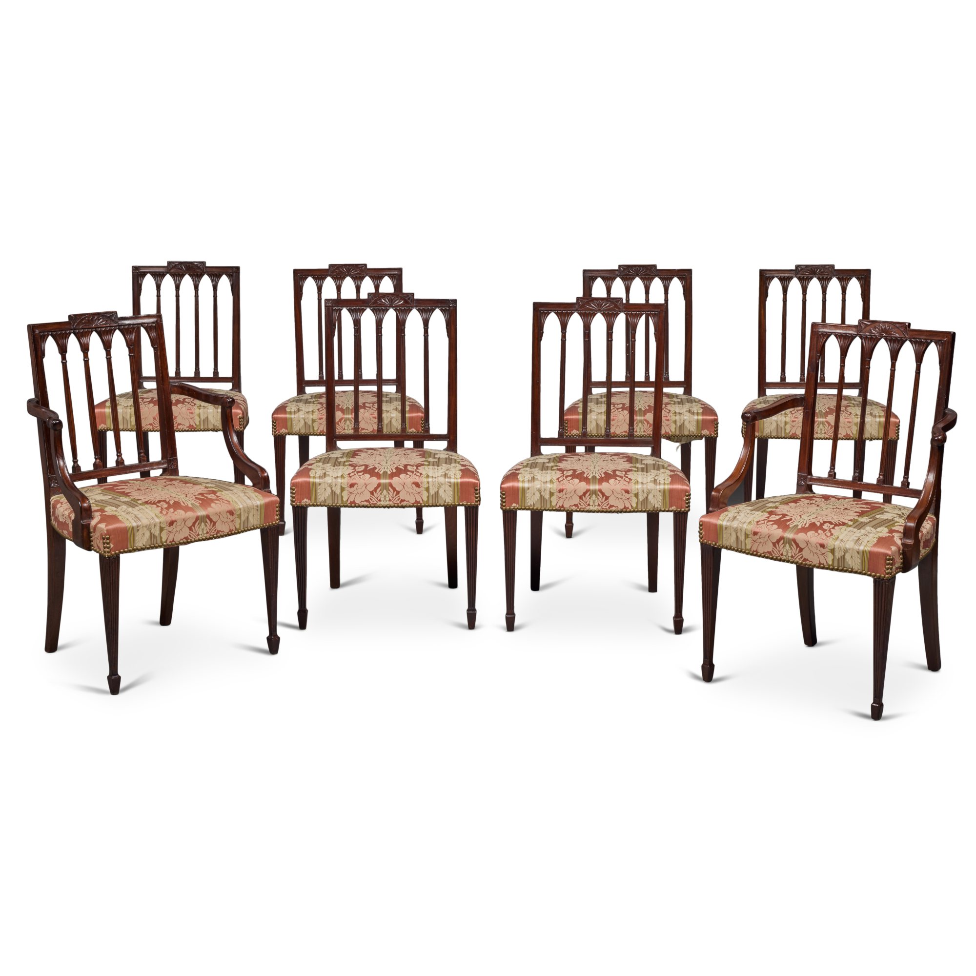 A Fine and Rare Assembled Set of Eight Federal Carved Mahogany Dining ...