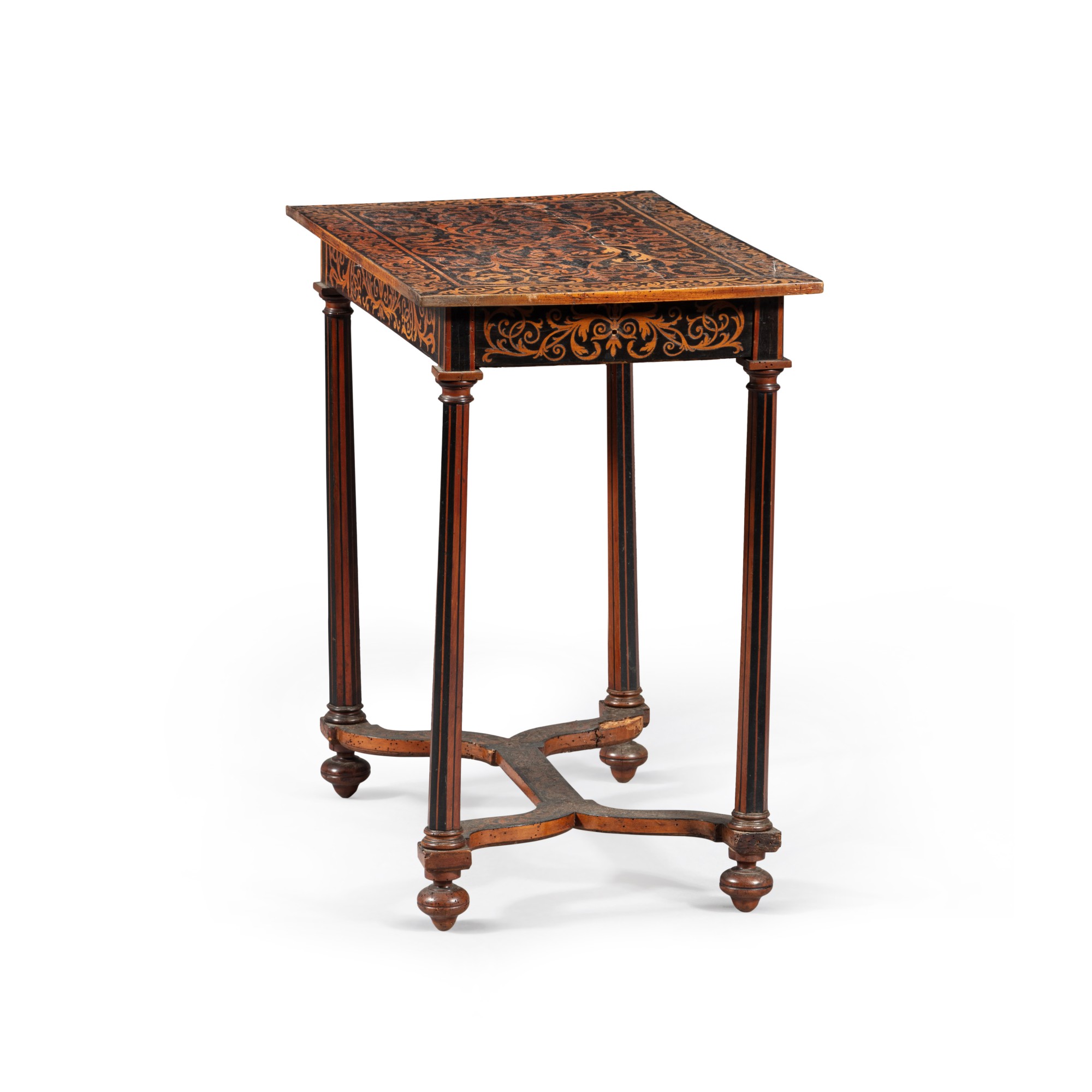 A blackened wood veneered table de milieu, in the taste of Pierre Gole ...