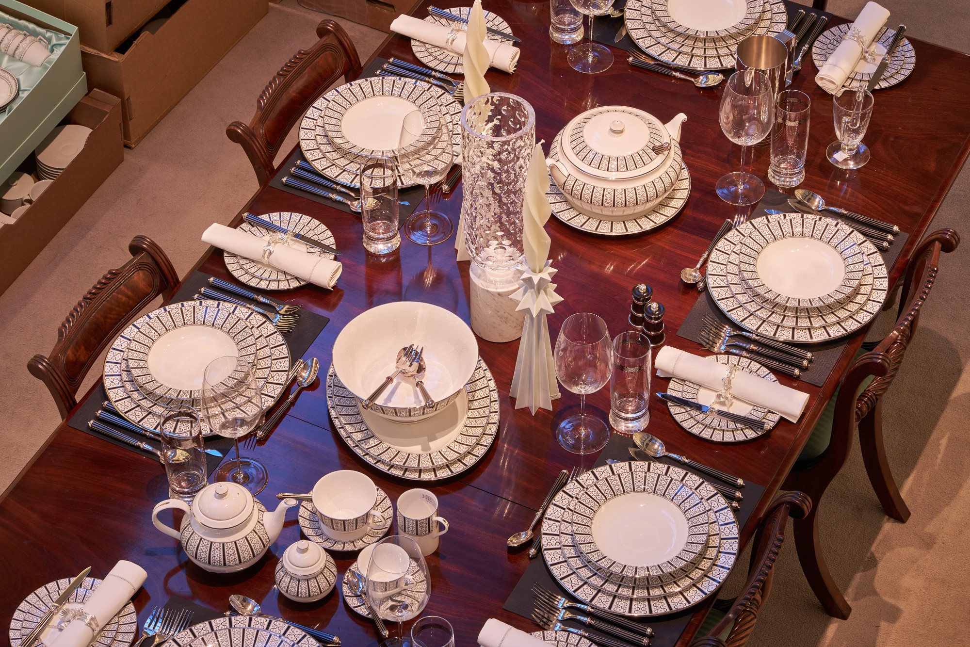 A Caverswall 'Velocity' bone china part dinner and dessert service ...