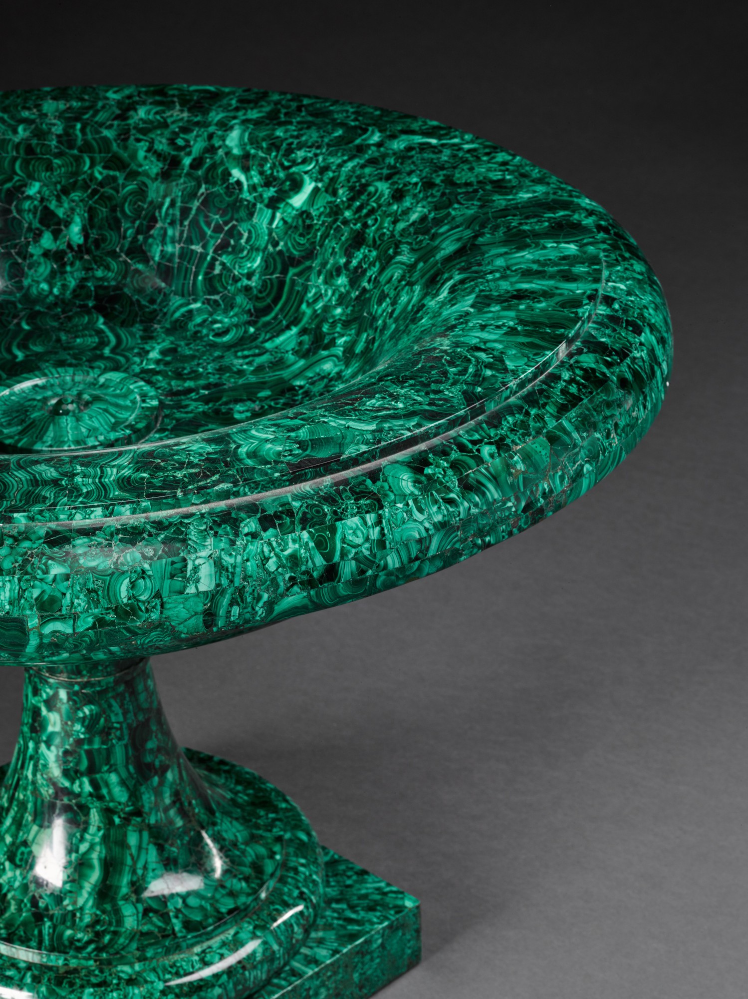 A Russian malachite tazza, after a design by I.I. Galberg, circa 1825 ...