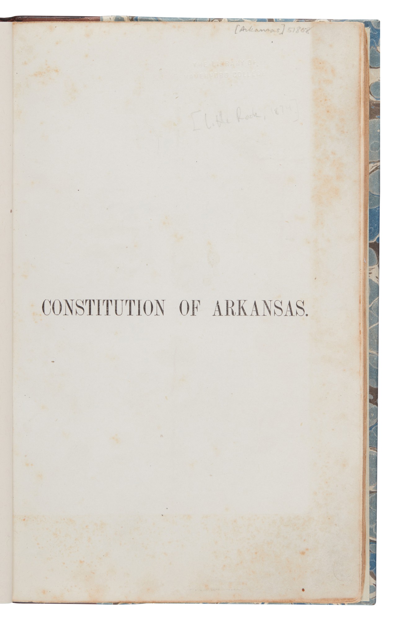 Arkansas | Another copy of the fifth Arkansas State Constitution ...