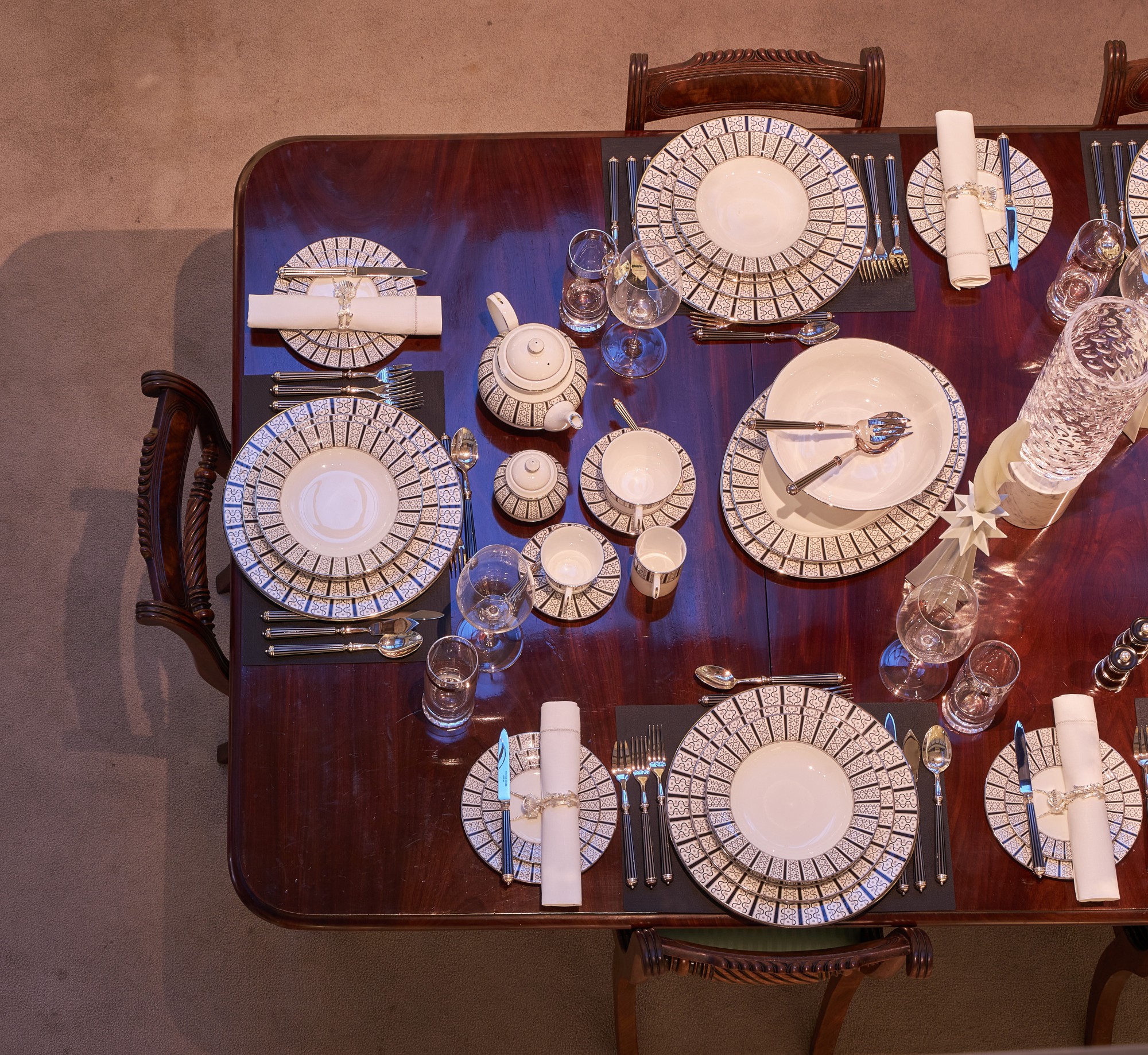 A Caverswall 'Velocity' bone china part dinner and dessert service ...