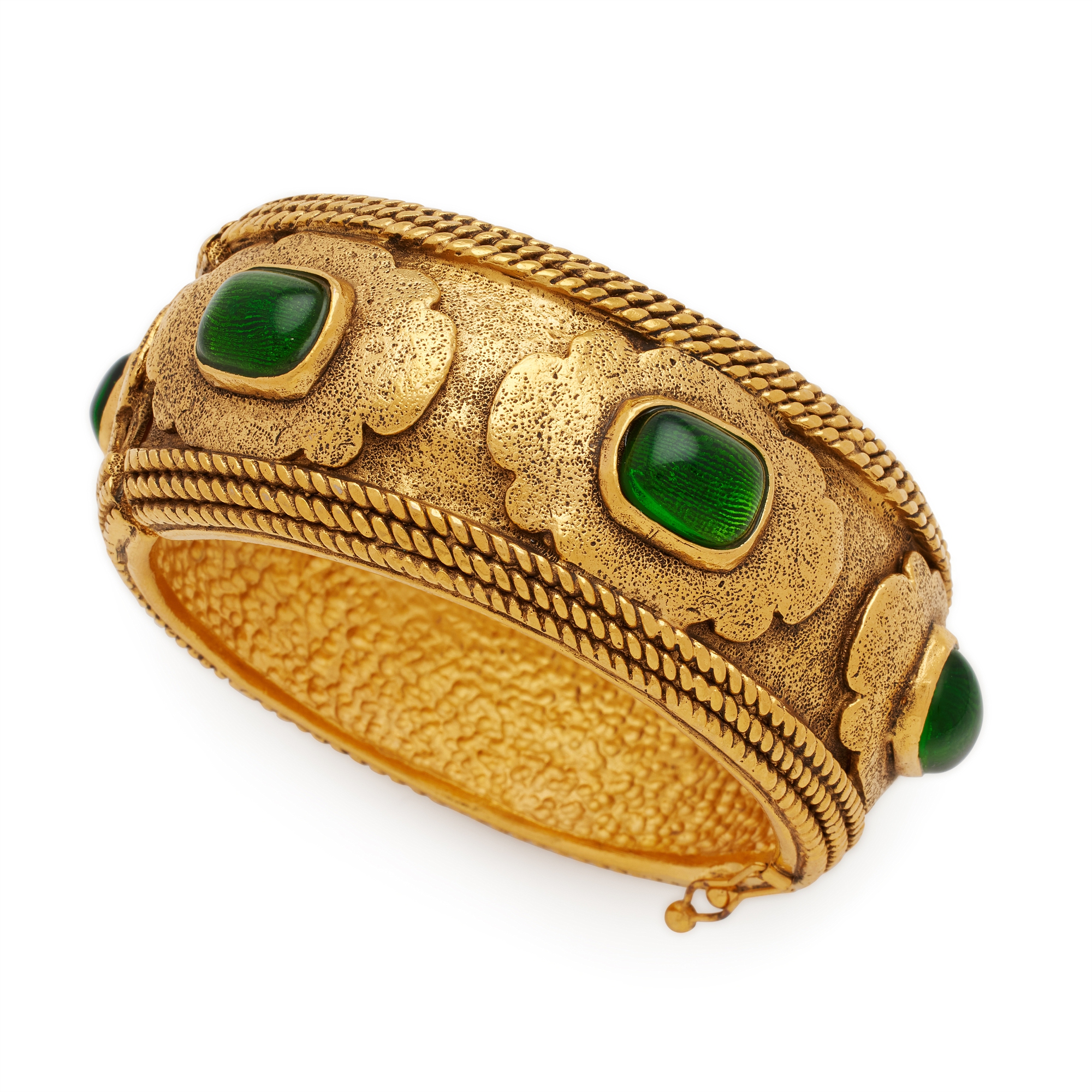 Chanel Vintage Gold Metal And Green Gripoix Cuff Bracelet, 1984-1992 ...