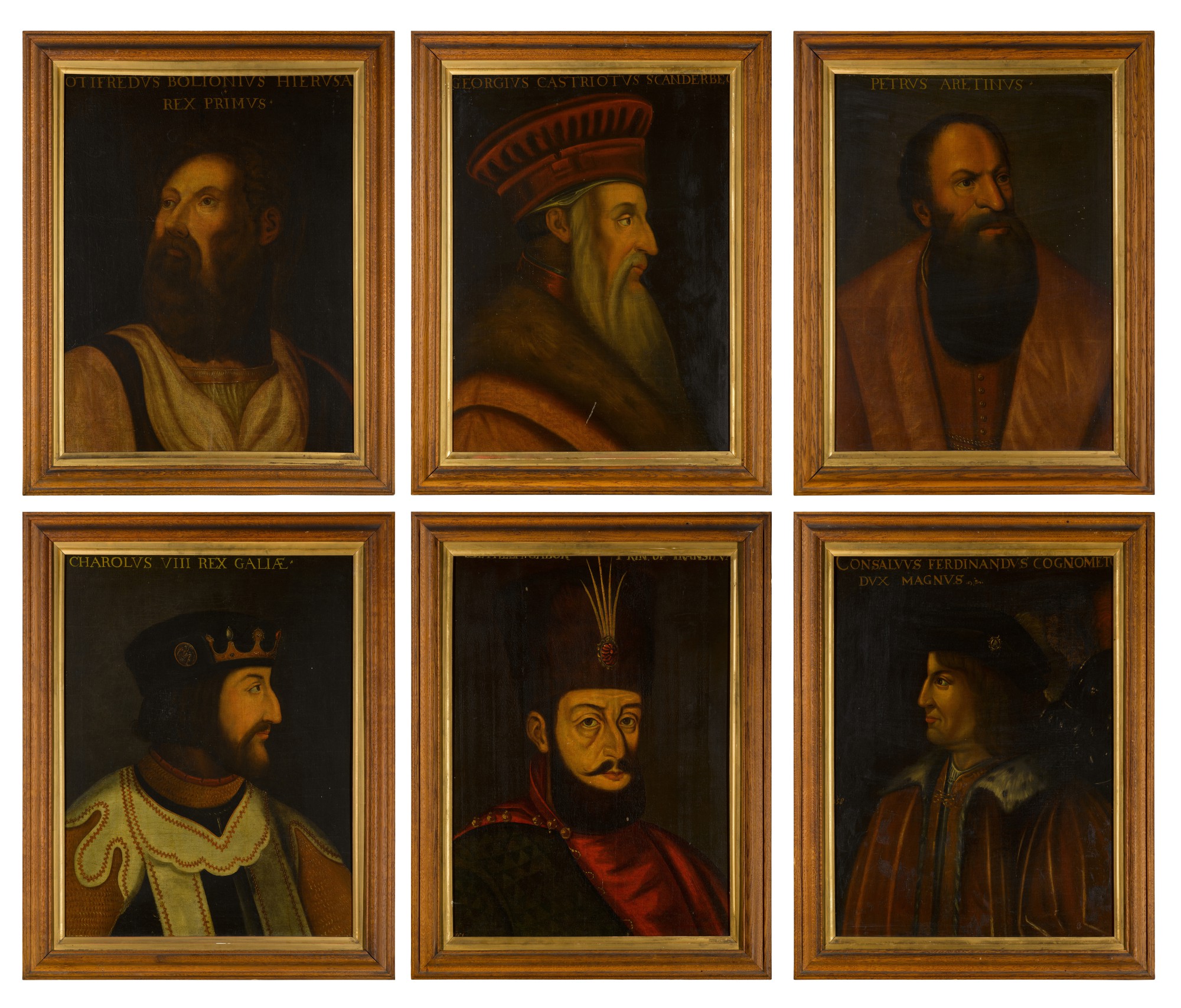 A set of 6 historical portraits comprising: Godfrey of Bouillon (1060 ...