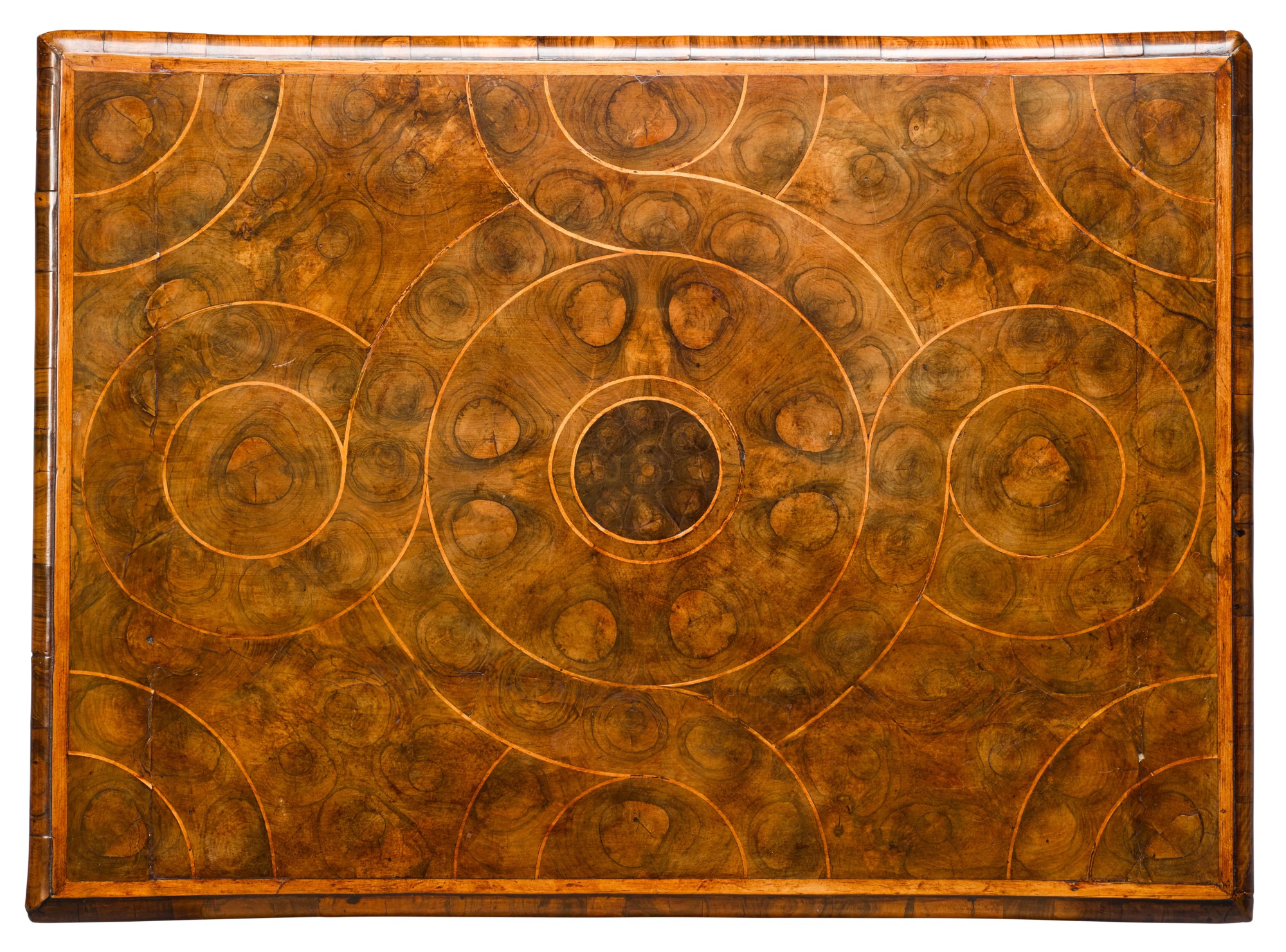 A William and Mary walnut, olive and cocus wood oyster-veneered side ...