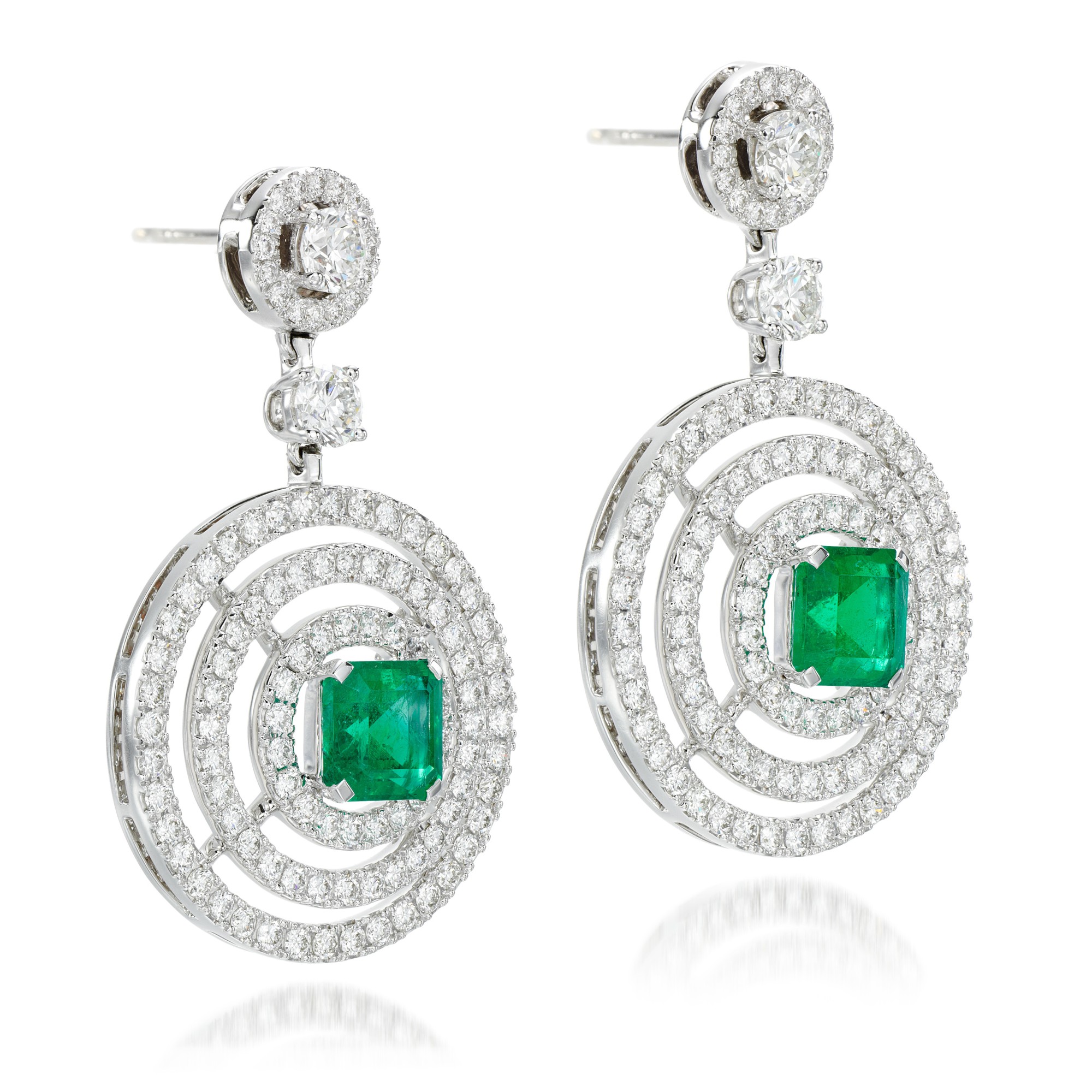 Pair of emerald and diamond earrings, 'Bull's Eye' | Fine Jewels | 2021 ...