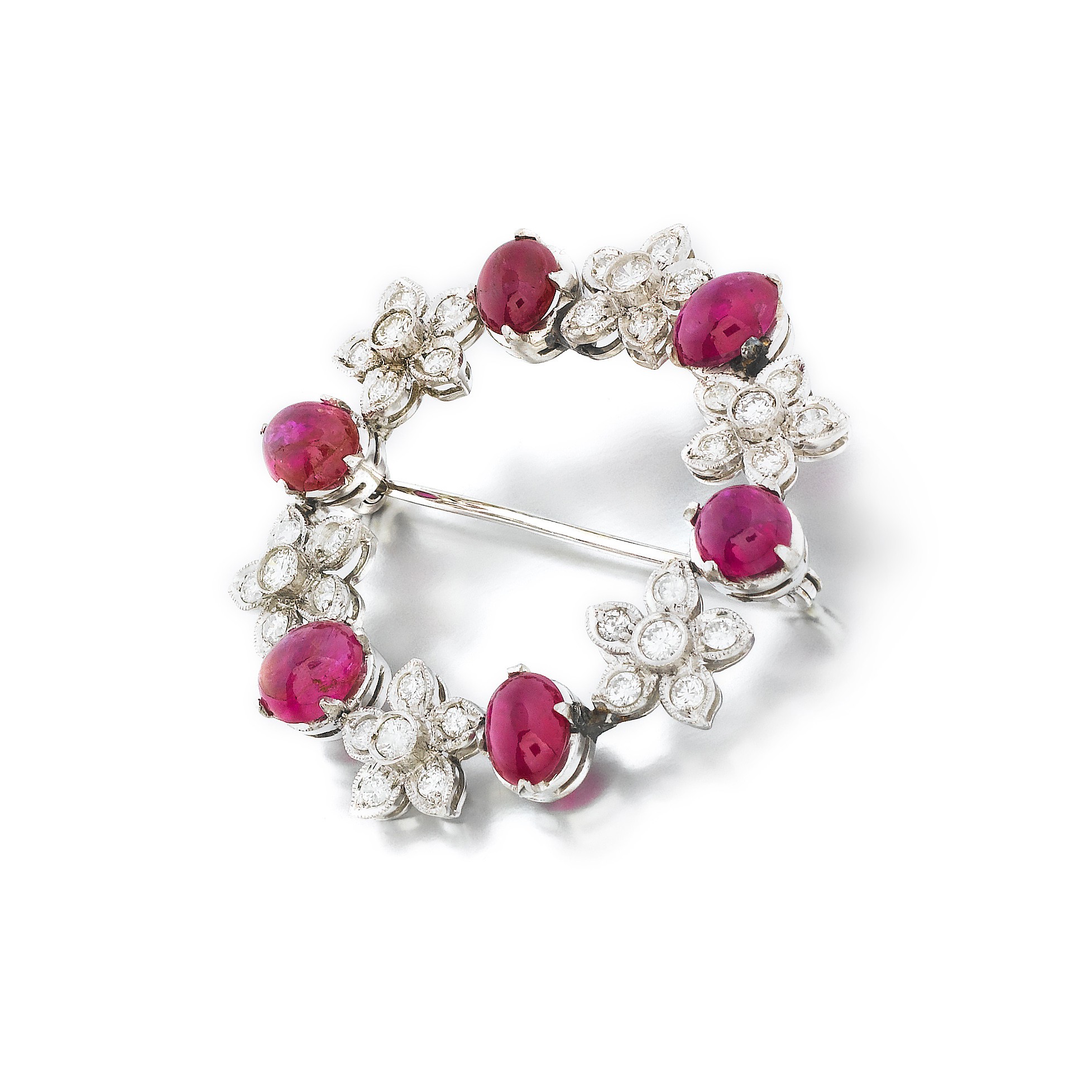 Deux broches rubis et diamants | Two ruby and diamond brooches | Fine ...